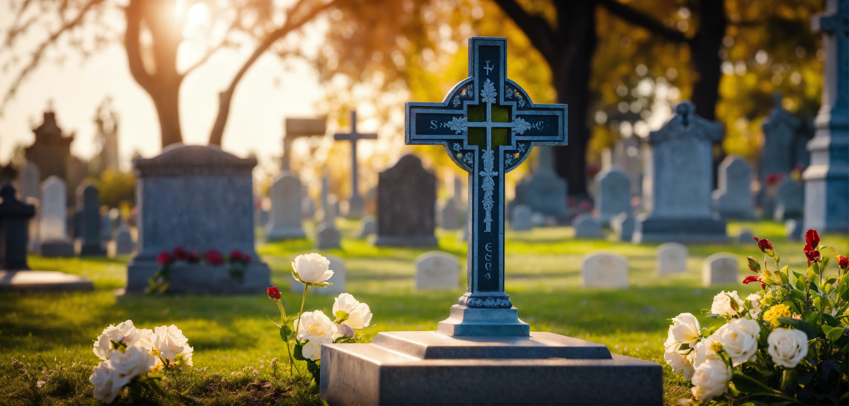 Lexica - Capture the solemn beauty of a Catholic cemetery with a grave ...