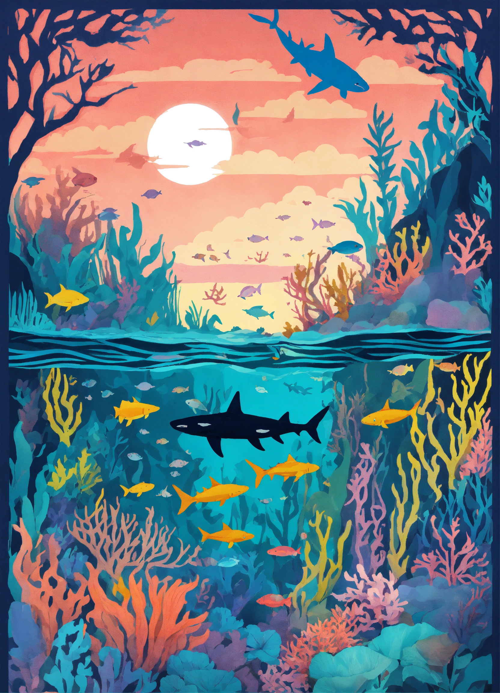 Lexica - 2d laser cut paper illustration. Layered paper. Submarine ...