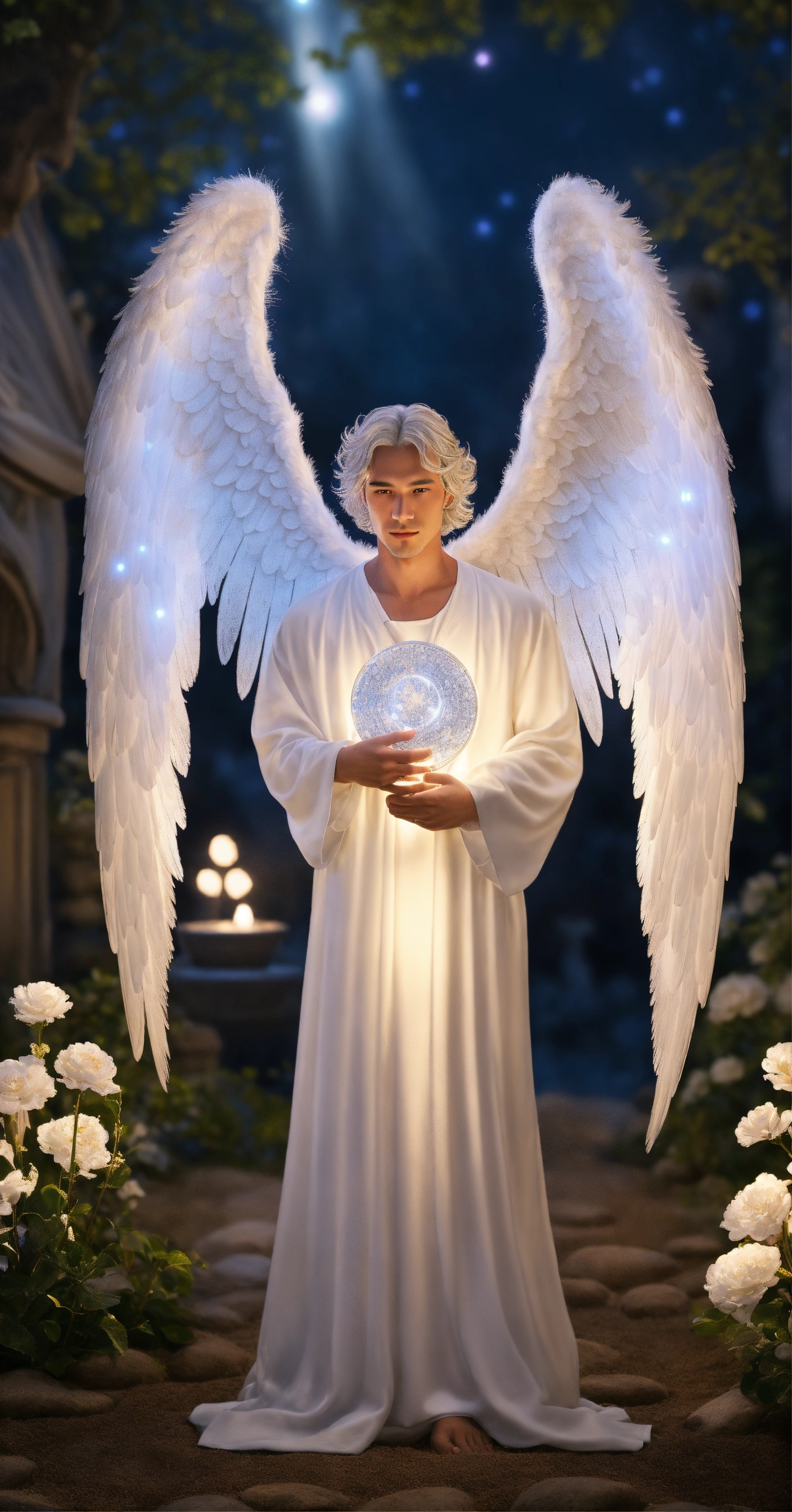 Lexica - 2 male guardian angels with detailed and luminous white angel wings. 1 male angel of 30 ...