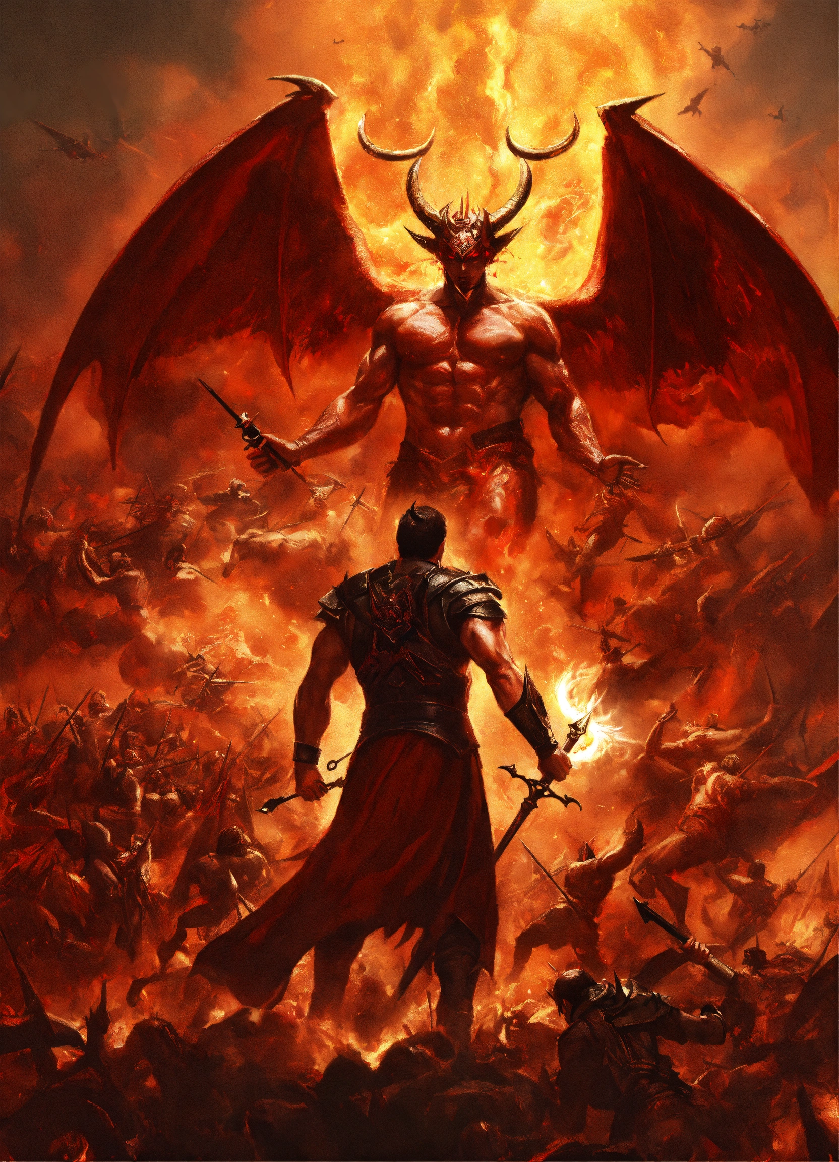 Lexica - Lucifer waging a war against god, huge war scene