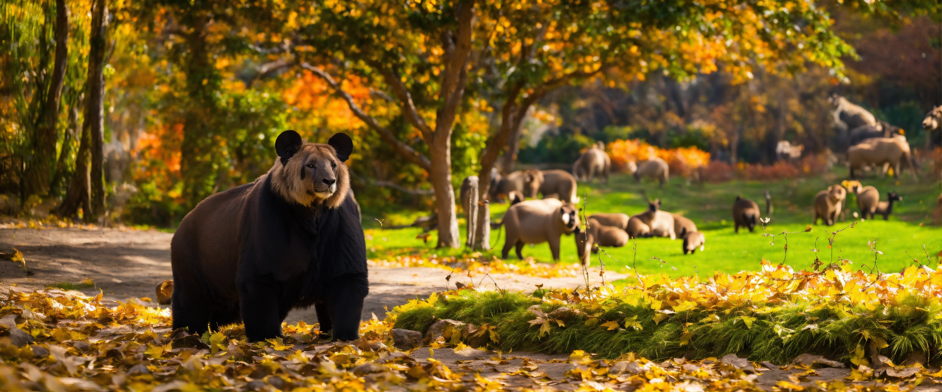 Lexica - Animals in a zoo during fall season