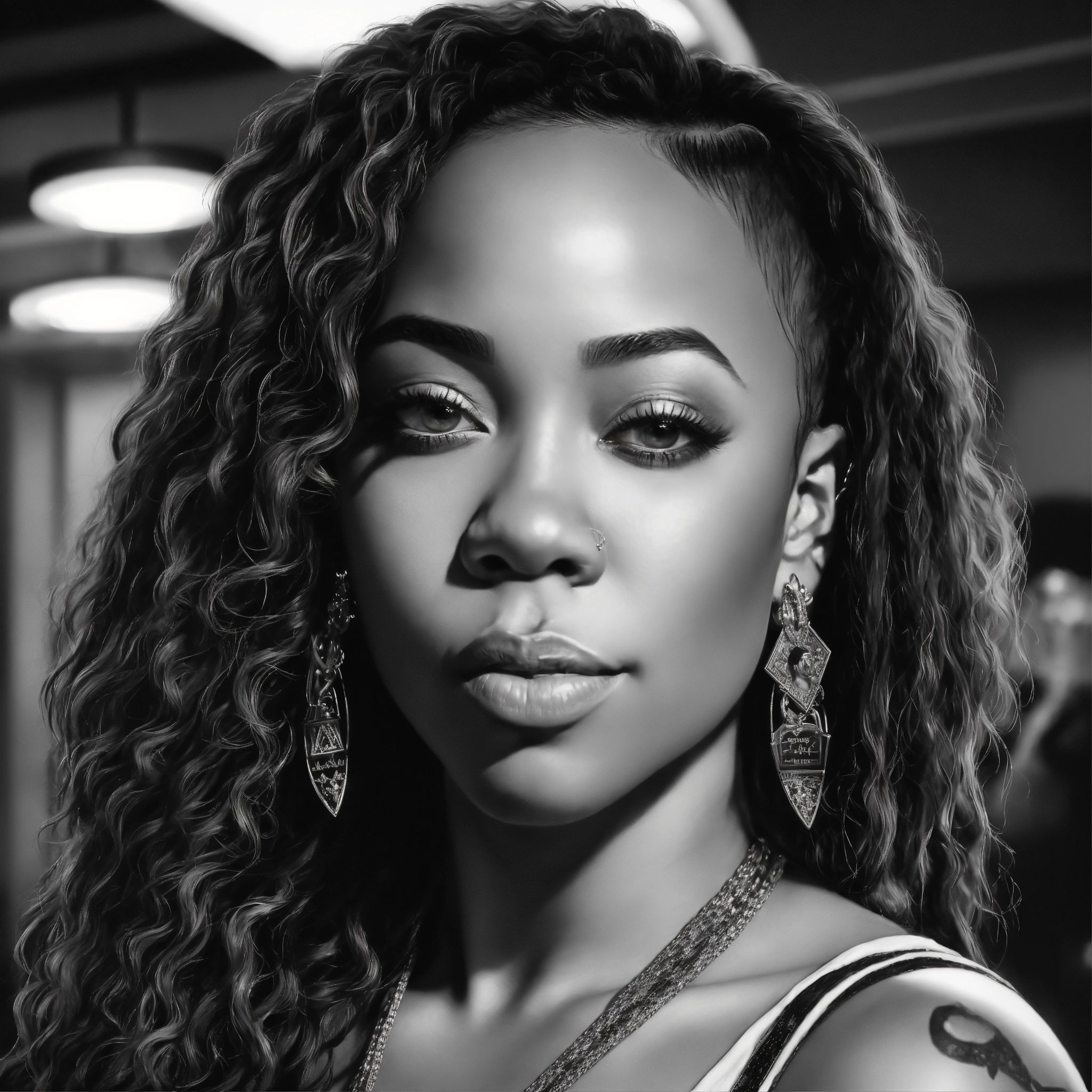 Lexica - Sky view Pop art, hyperrealist portrait of "Tameka "Tiny ...
