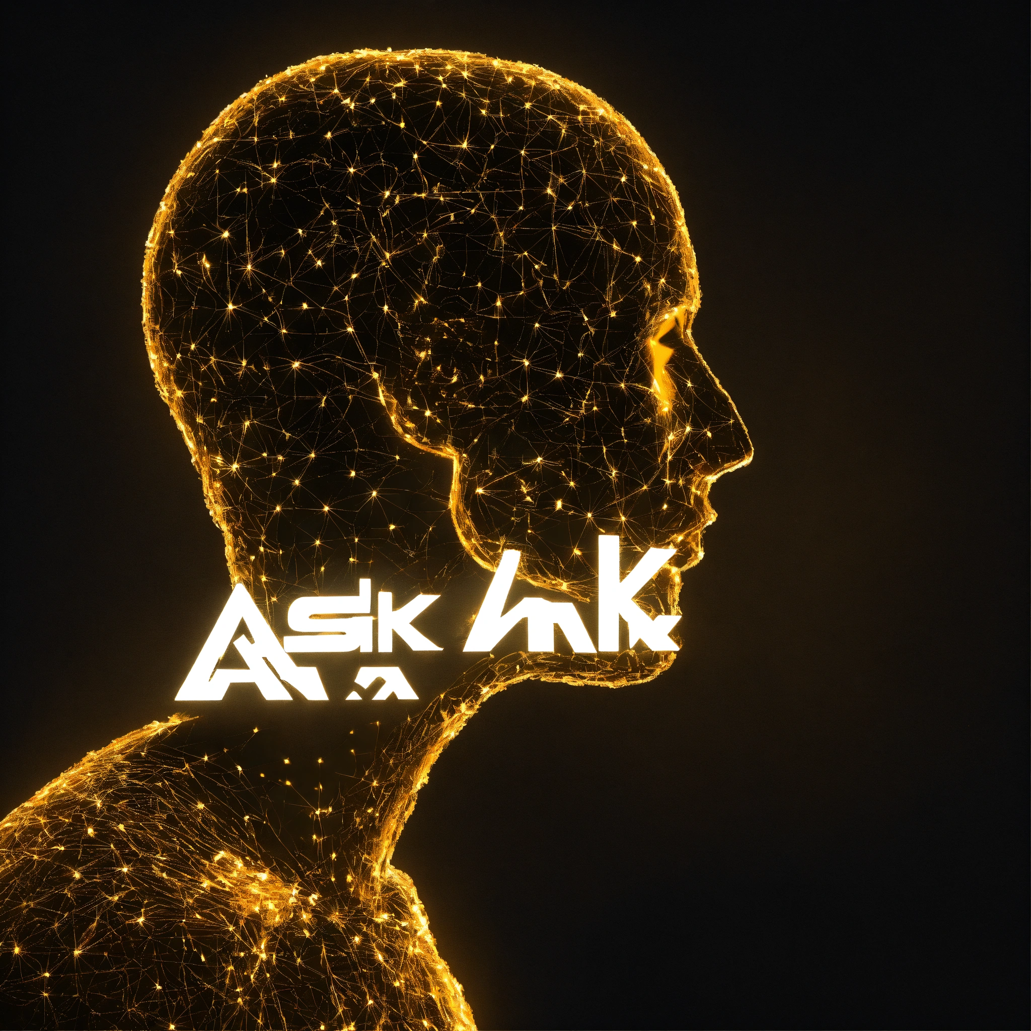 Lexica - A new ask like a ask sign over the head of man on a black ...