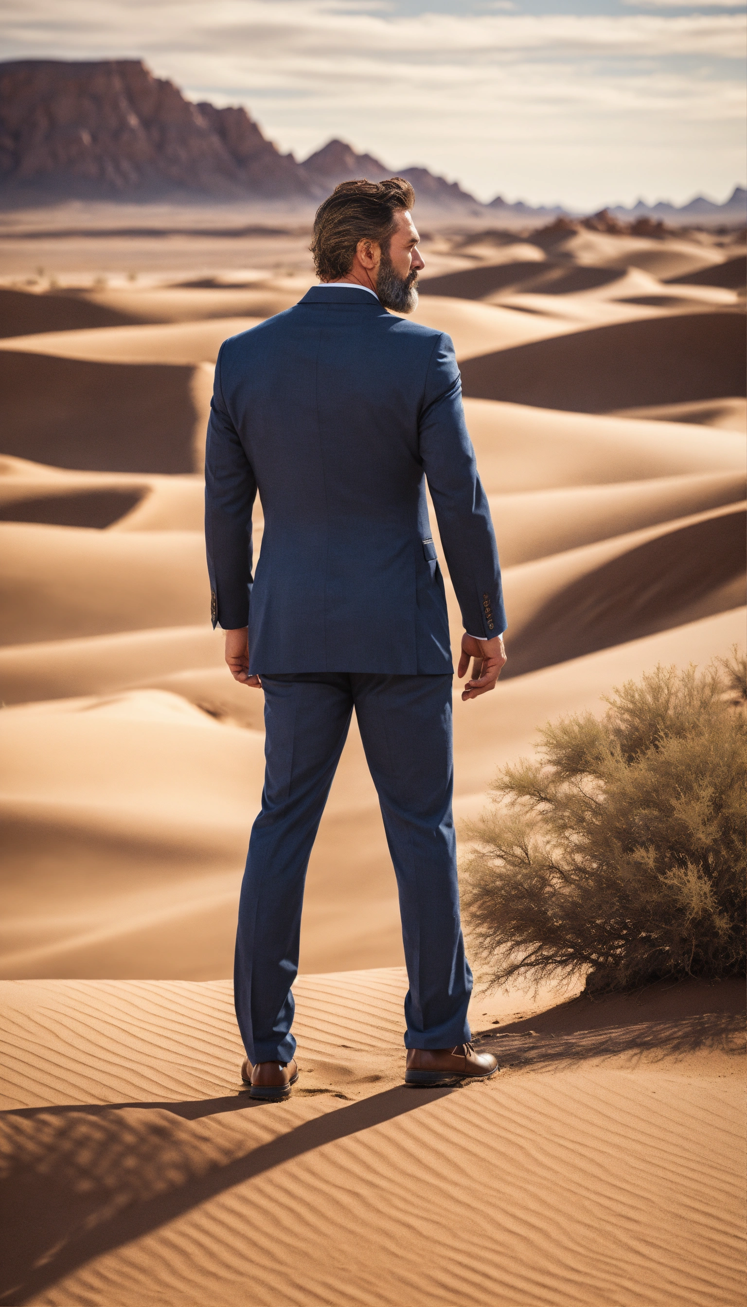 Lexica - Design a compelling image, rugged and strong man from behind ...