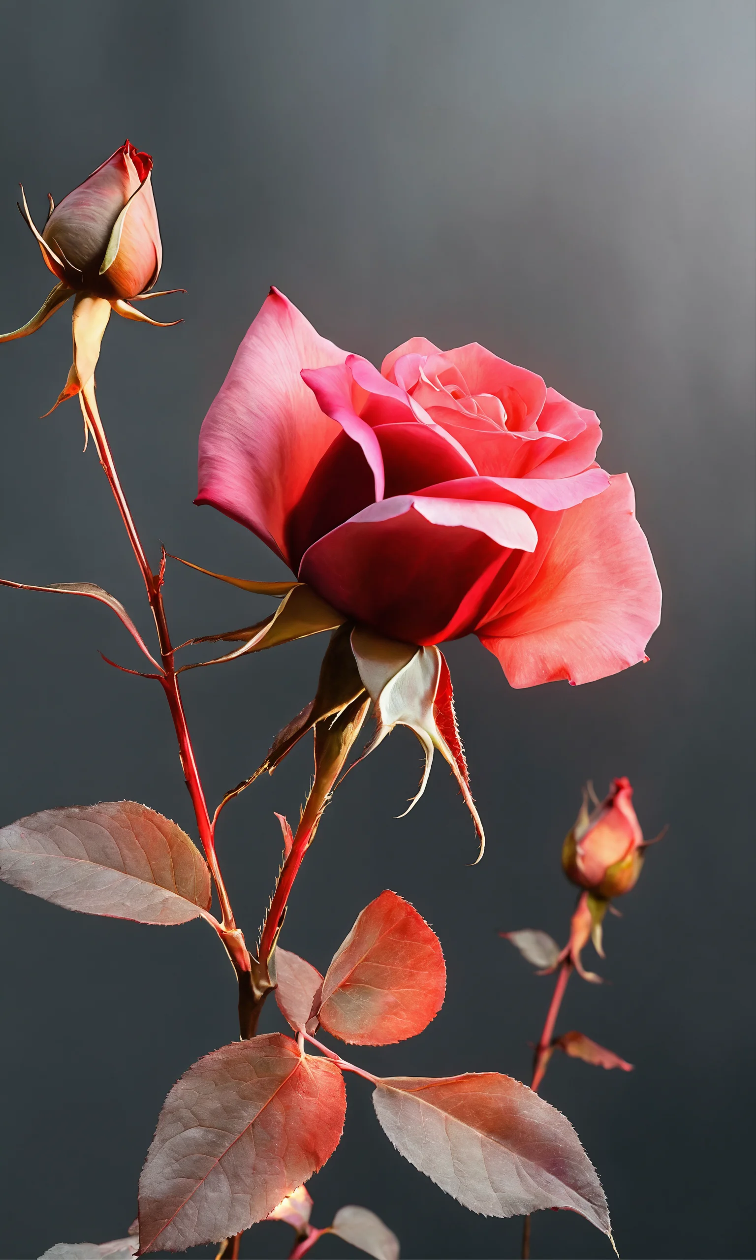 Lexica - Beautiful abstract light roses of red pastel color on a dark ...