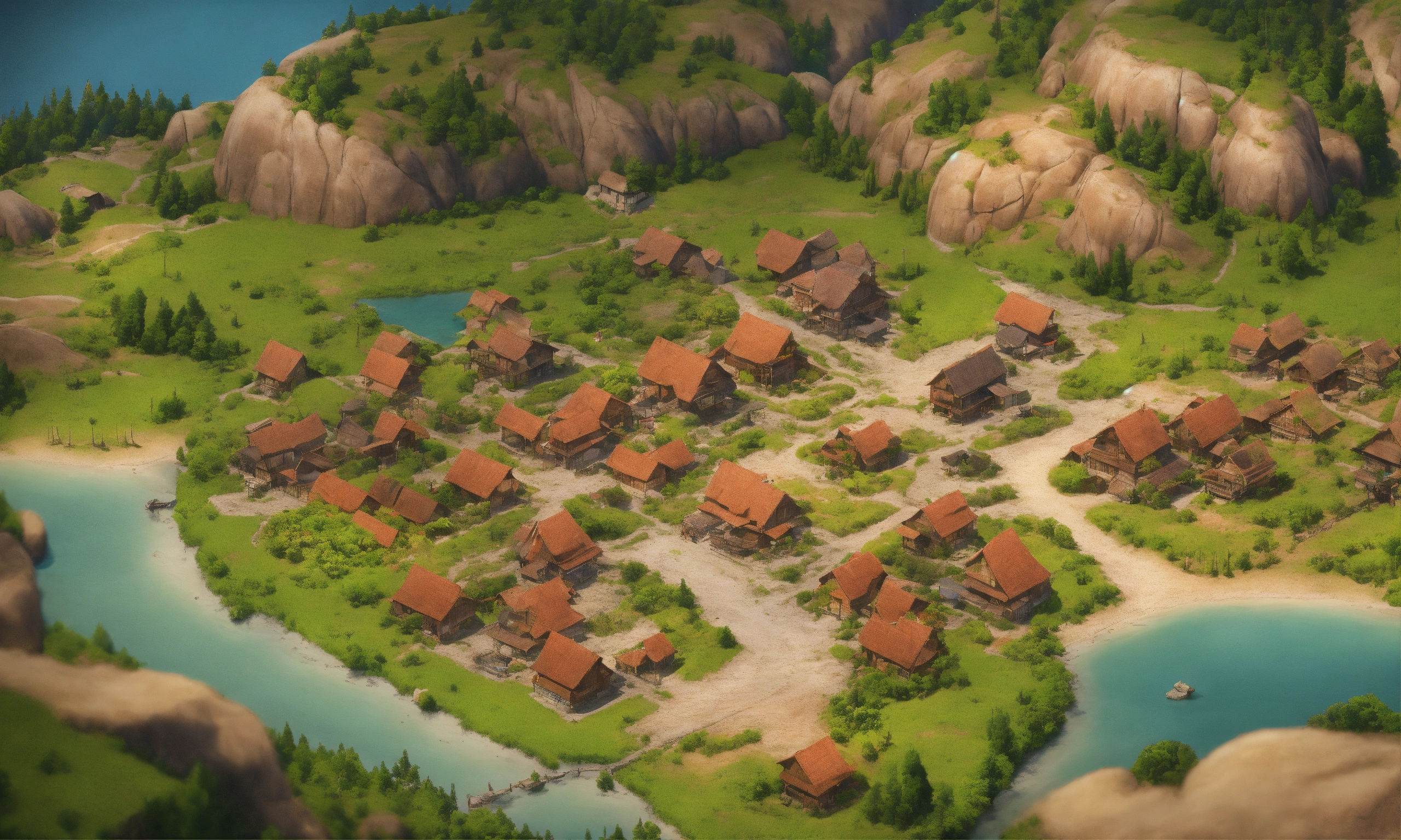 Lexica - Streetmap of coastal Colonial frontier hamlet surrounded by ...