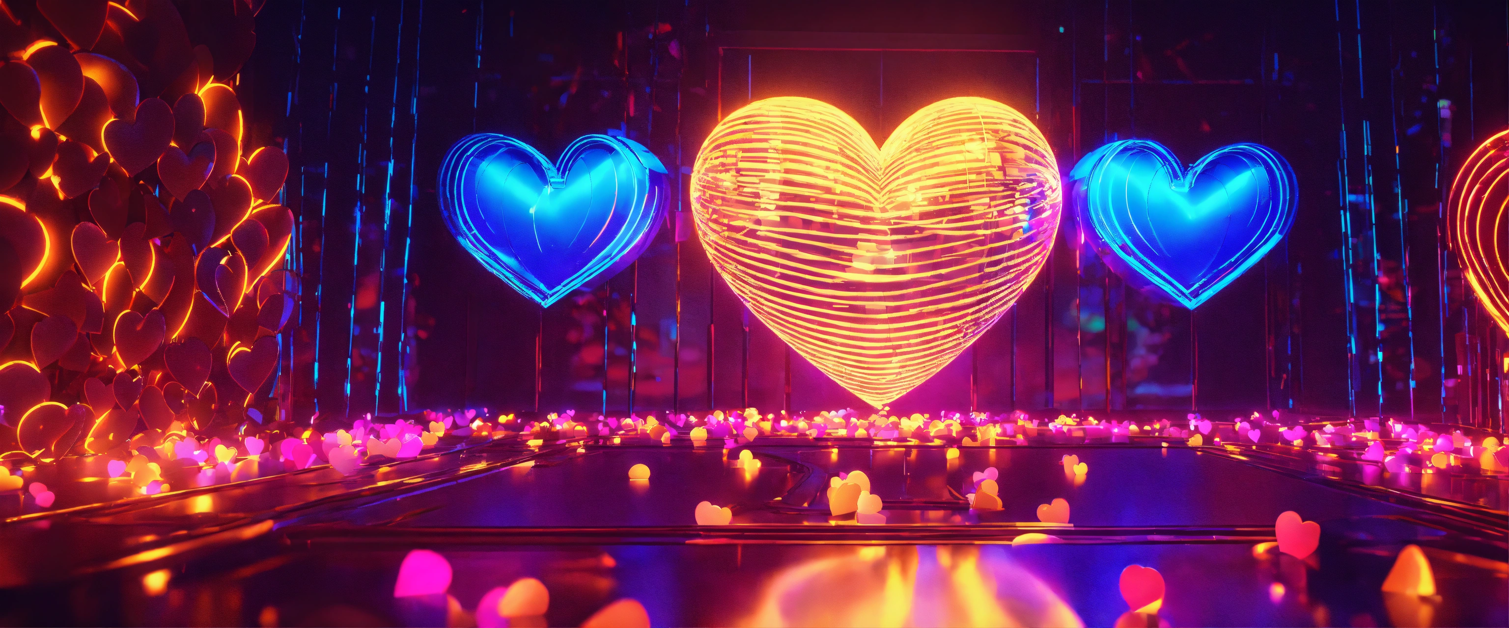 Lexica - "choose love wisely" neon hearts, ambient vibey lighting in ...