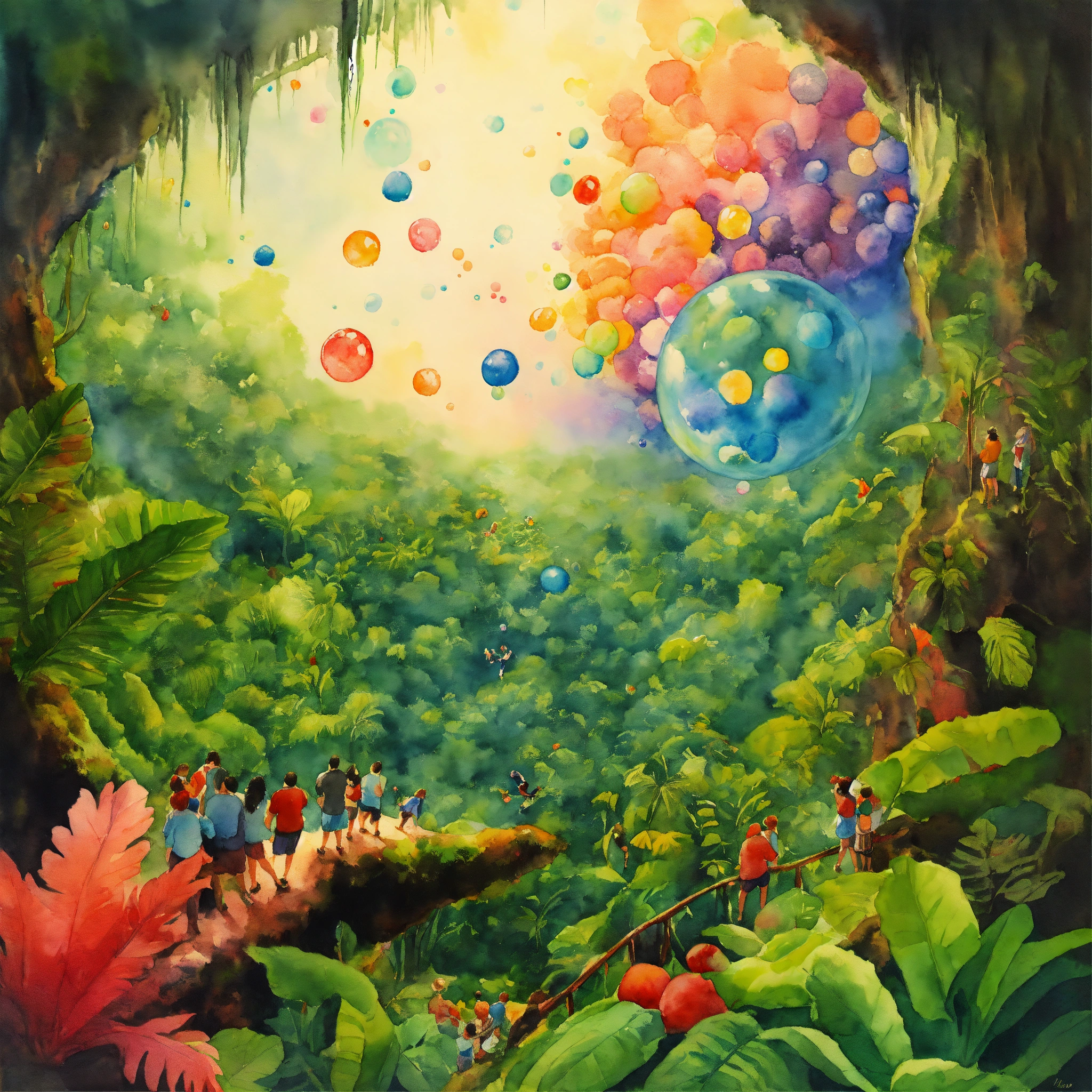 Lexica - Watercolor painting, vivid colors, bright colors, rainforest ...