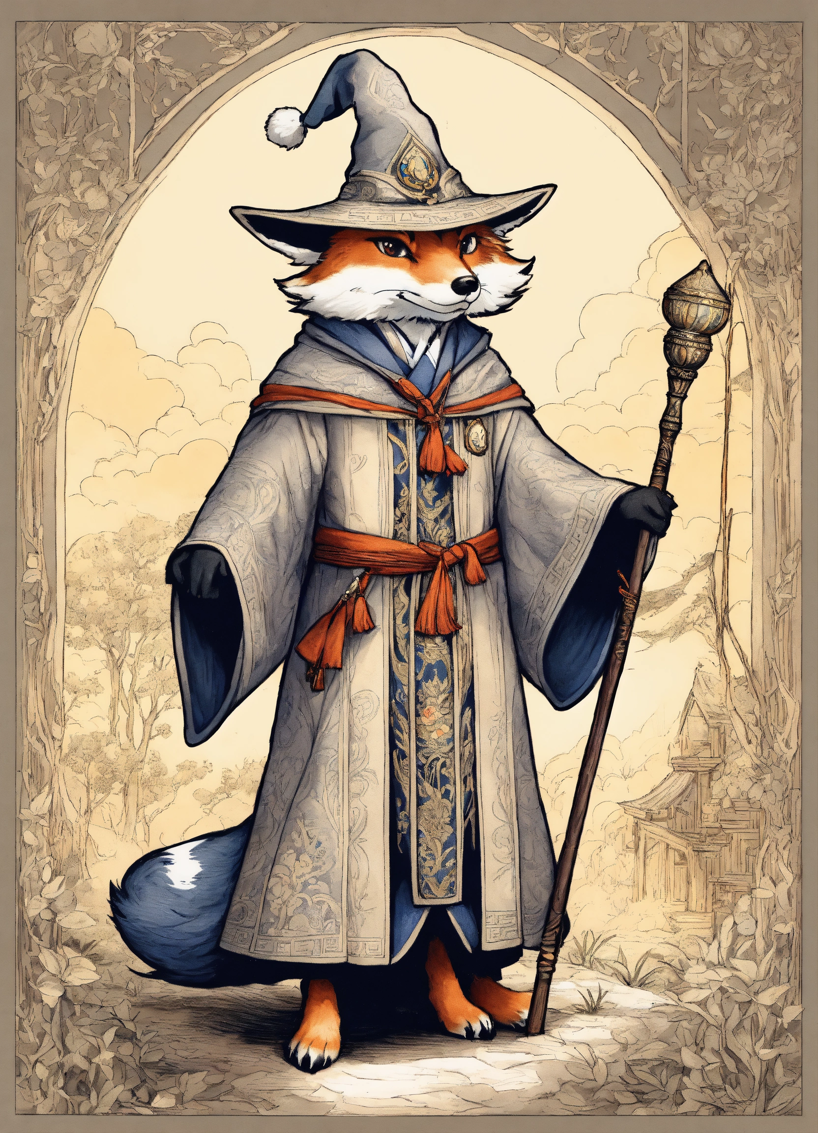 Lexica - Masterpiece, best quality, anthropomorphic fox wearing wizard ...
