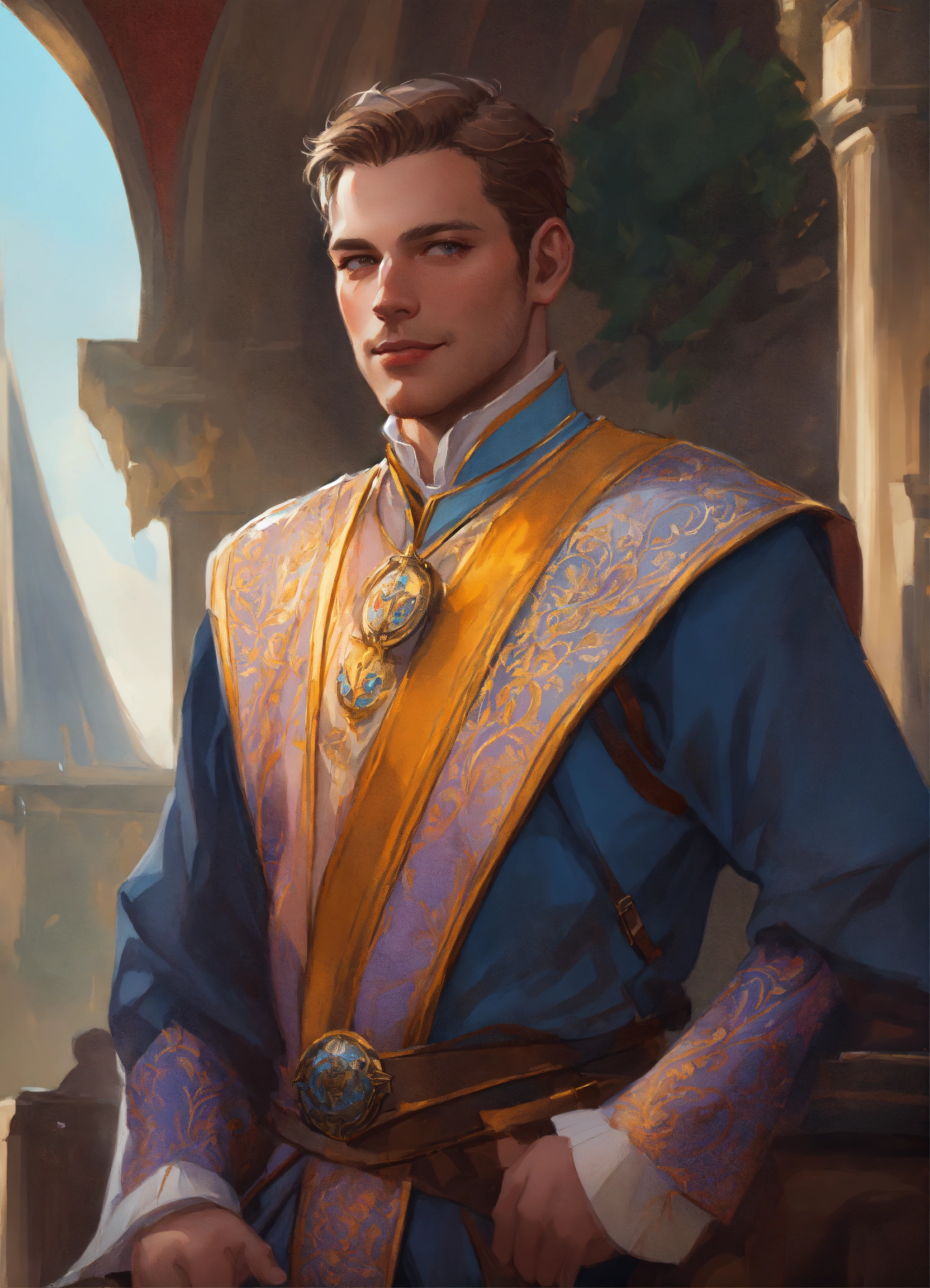 Lexica - Full portrait of a medieval slightly smiling noble royal ...