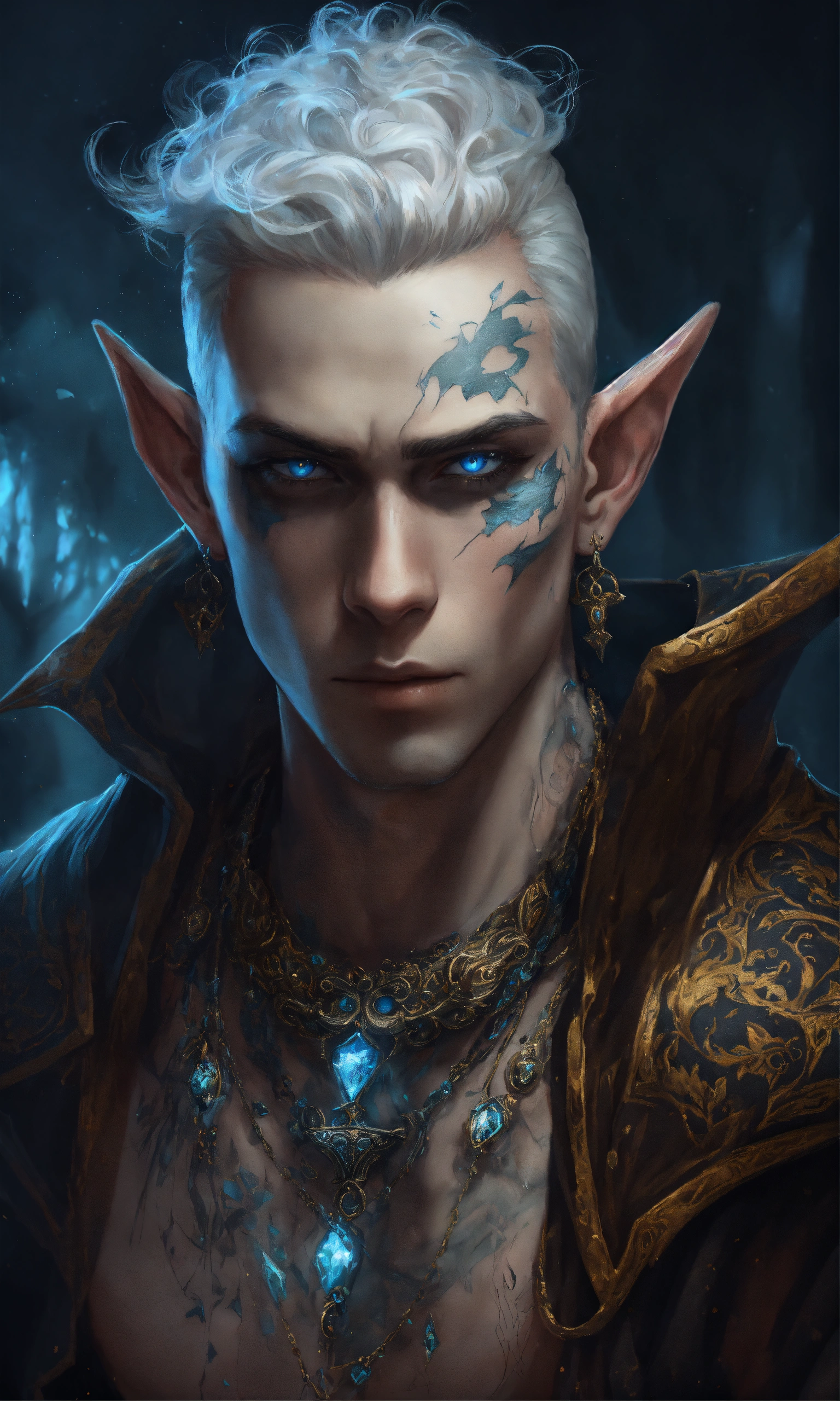 Lexica - Fantasy portrait of a gaunt tattooed male elf, sickly thin ...