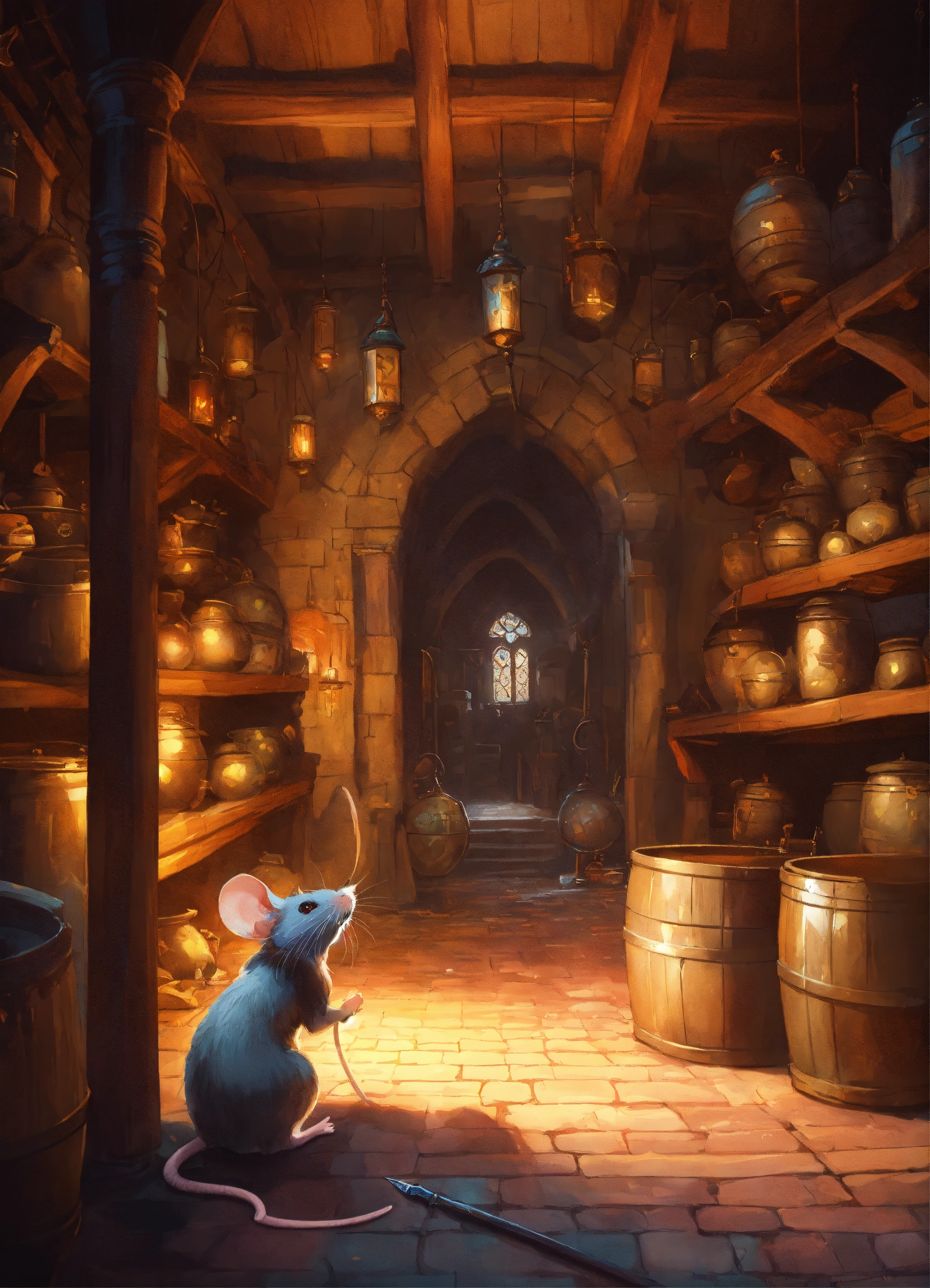 Lexica - Mice in a medieval storeroom in the center of the image, d & d ...