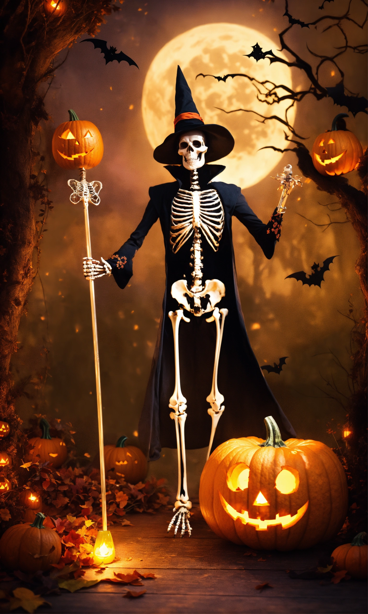 Lexica - A mysterious Halloween party with a pumpkin, magic wand, and ...