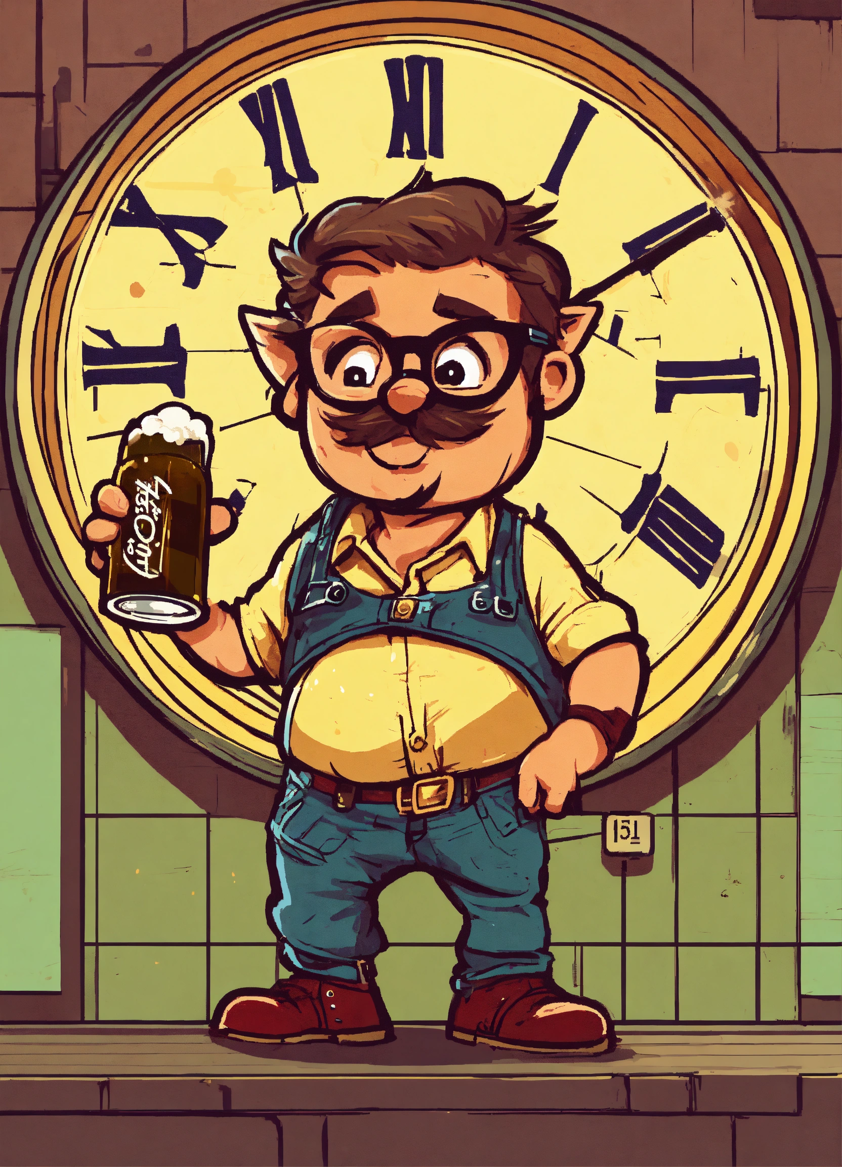 Lexica - A logo, a funny little guy with a beer in his hand, drunkenly ...