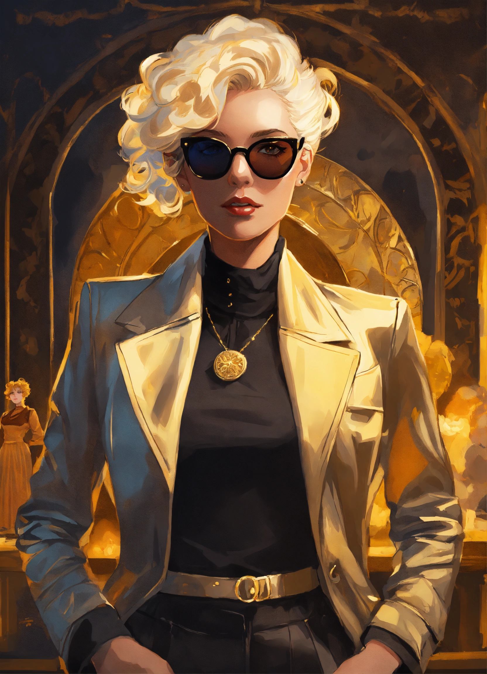 Lexica - Good omens as woman, female Aziraphale wearing black clothes ...
