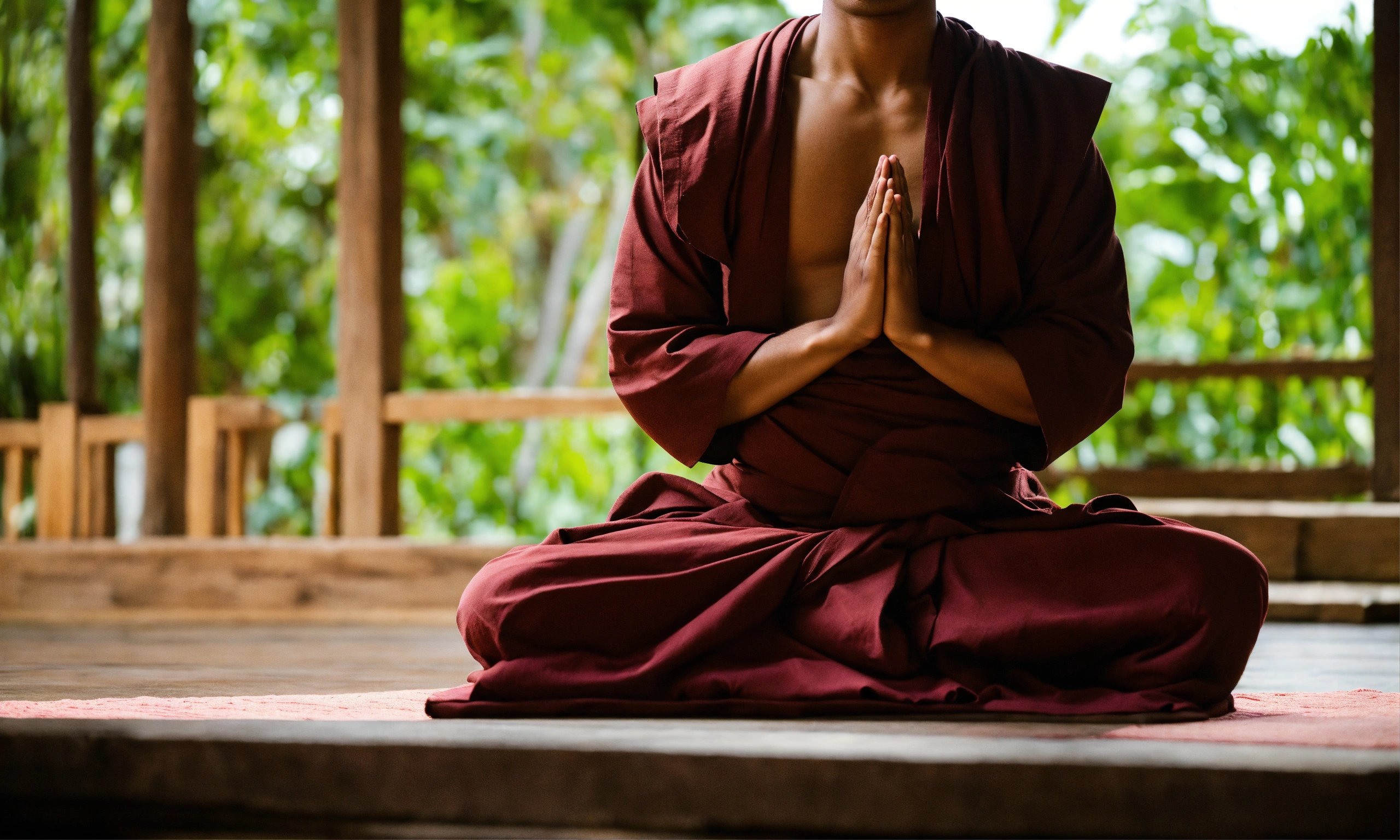 Lexica - Monk sitting in meditation while folding hands in namaste