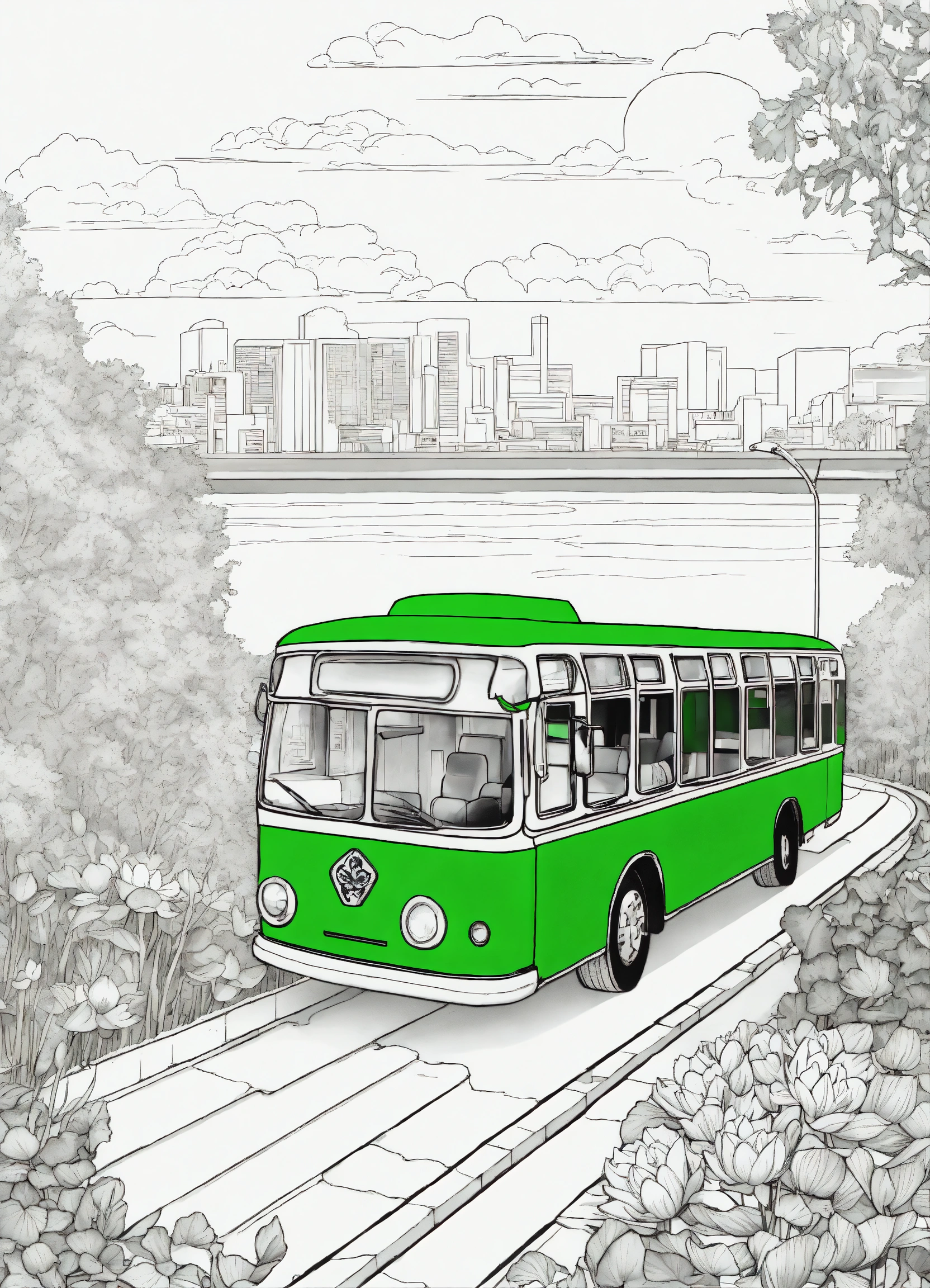 Lexica - Black and white image coloring book winter soltice, green ...