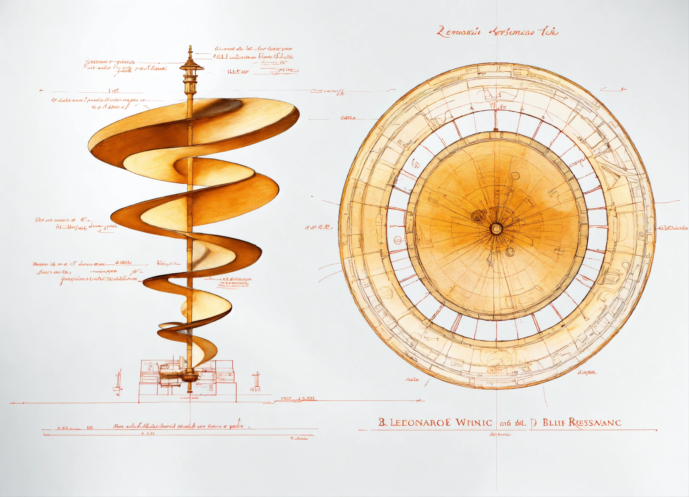 Lexica - Swirl design blueprints from leonardo da vinci, renaissance, 4 ...