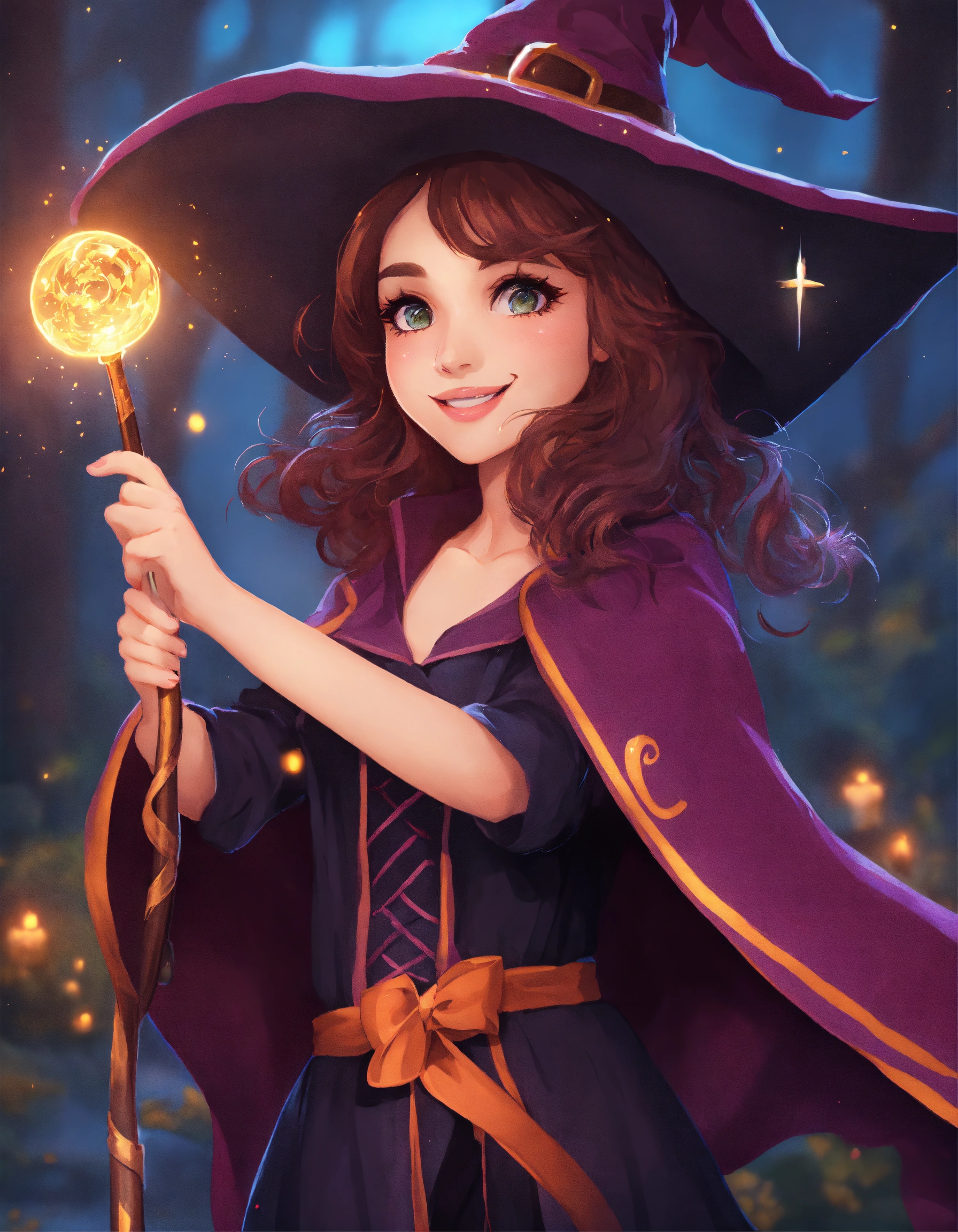 Lexica - A cute witch waving a magic wand