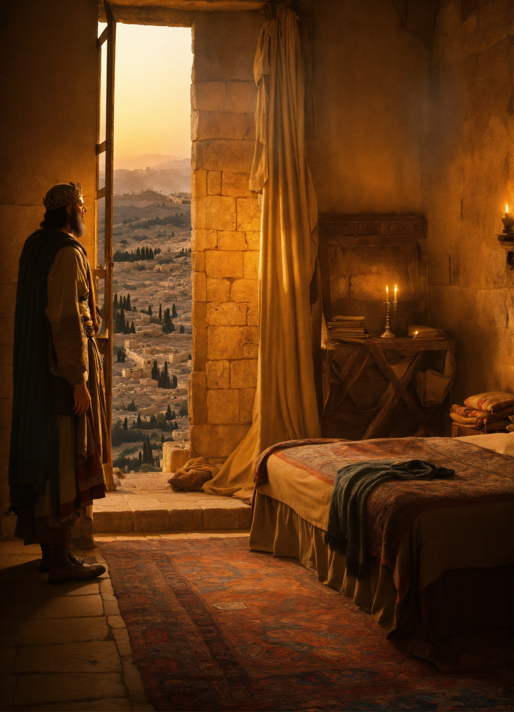 Lexica - King David wake up from his bed look at Jerusalem