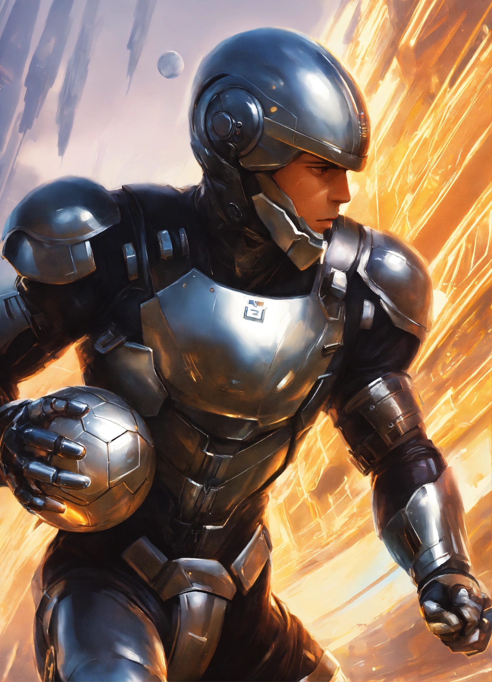 Lexica - Close Up shot, the Muscular cyborg arm Of a male defiant ...