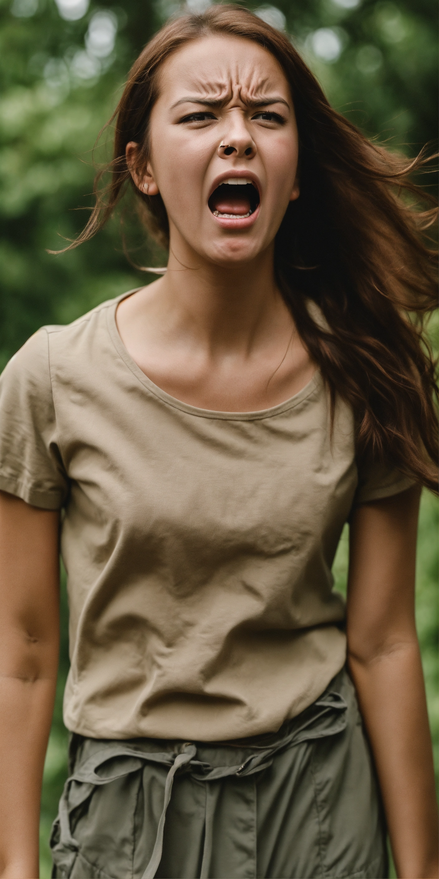 Lexica - A girl about 28 years old screaming with anger. The girl is ...