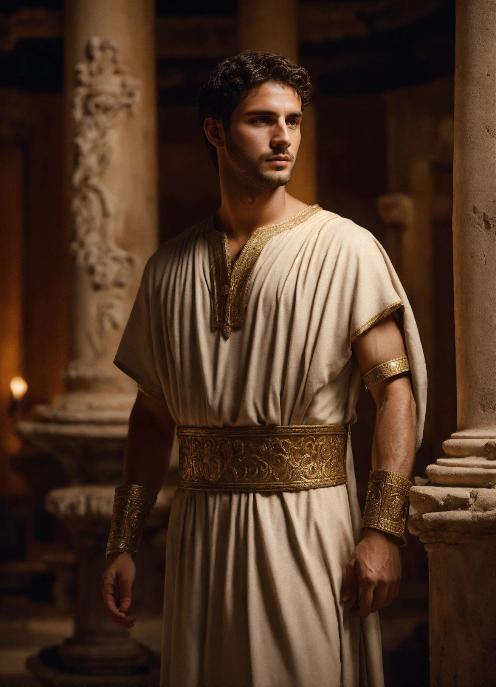 Lexica - A young rich handsome roman man wearing a light-colored tunic ...