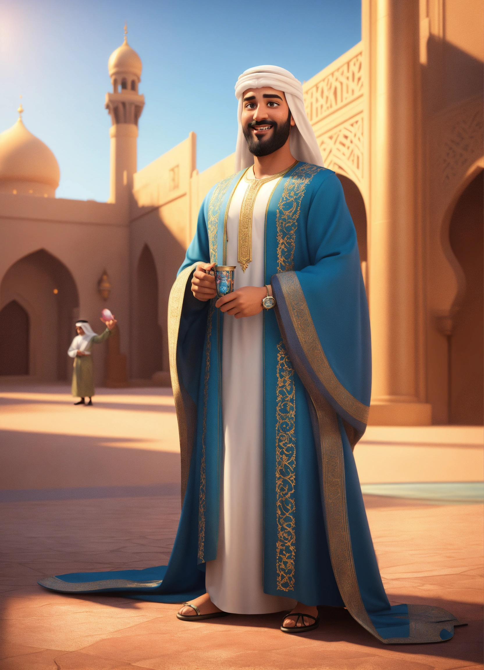 Lexica - Create a 3D rendering of a wealthy Arab male sheikh from Dubai ...