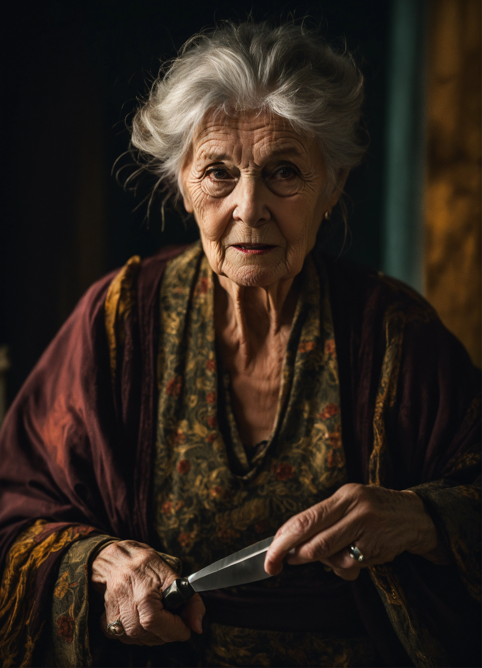 Lexica - An old woman in her 60s of European appearance with a devious ...