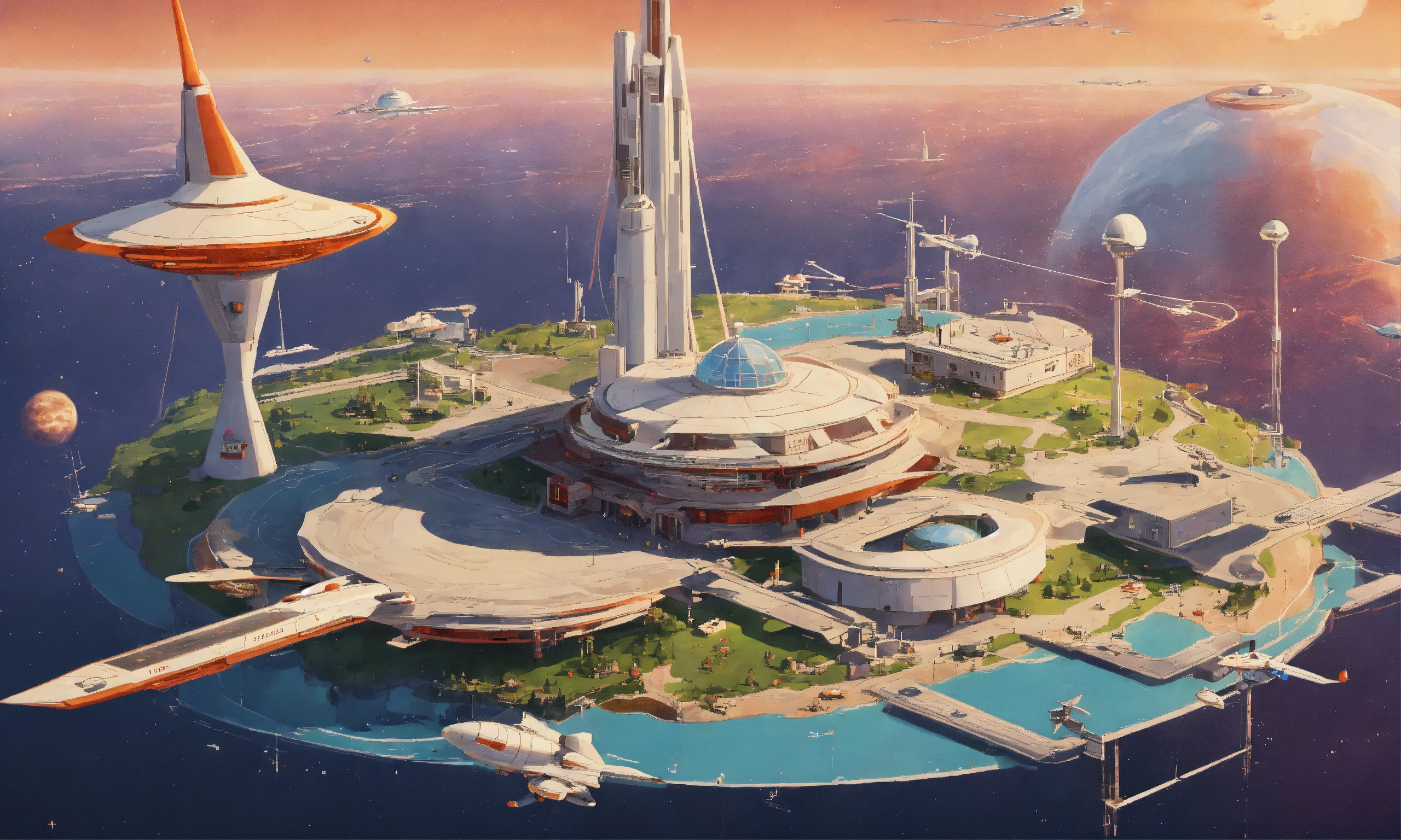 Lexica - Satellite. Isometric. Retrofuturistic. USSR. Jetsons. Space.