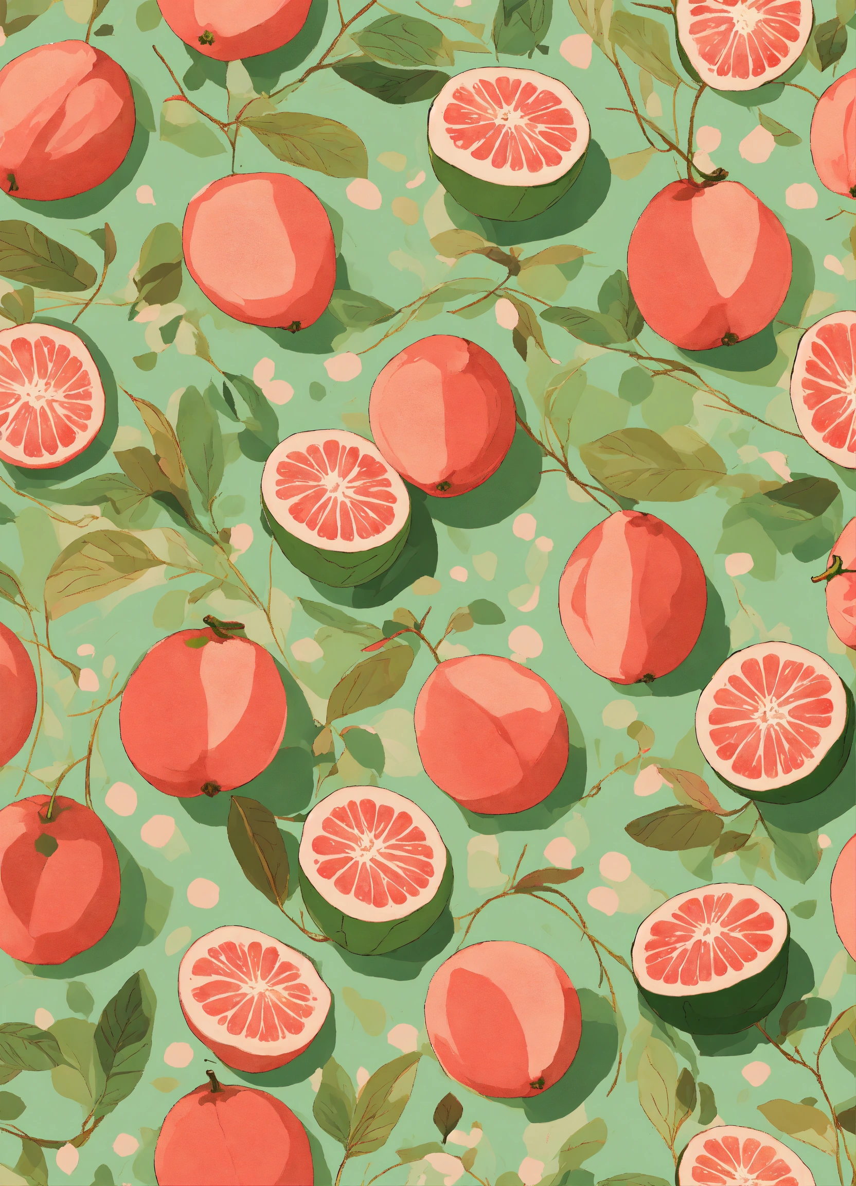 Lexica - The faded colors of guava fruit image intertwined seamlessly ...