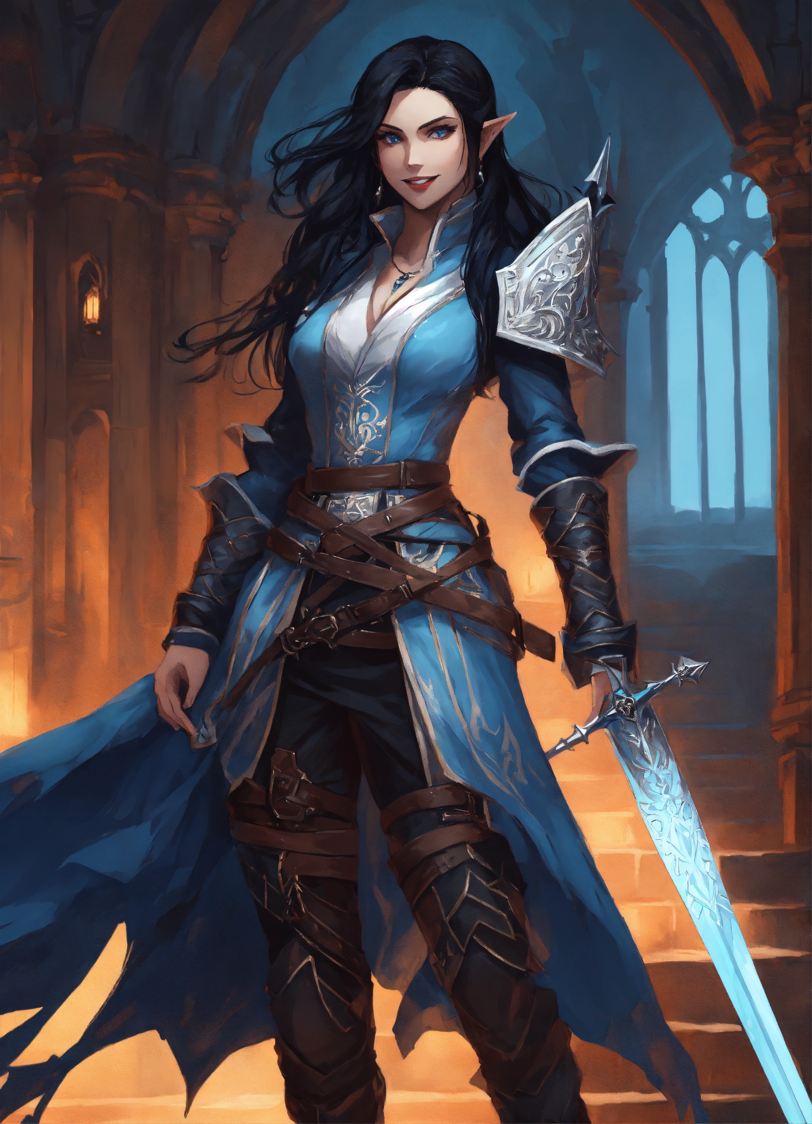 Lexica - Female white Half-elf, pathfinder art style Full body! (Head ...