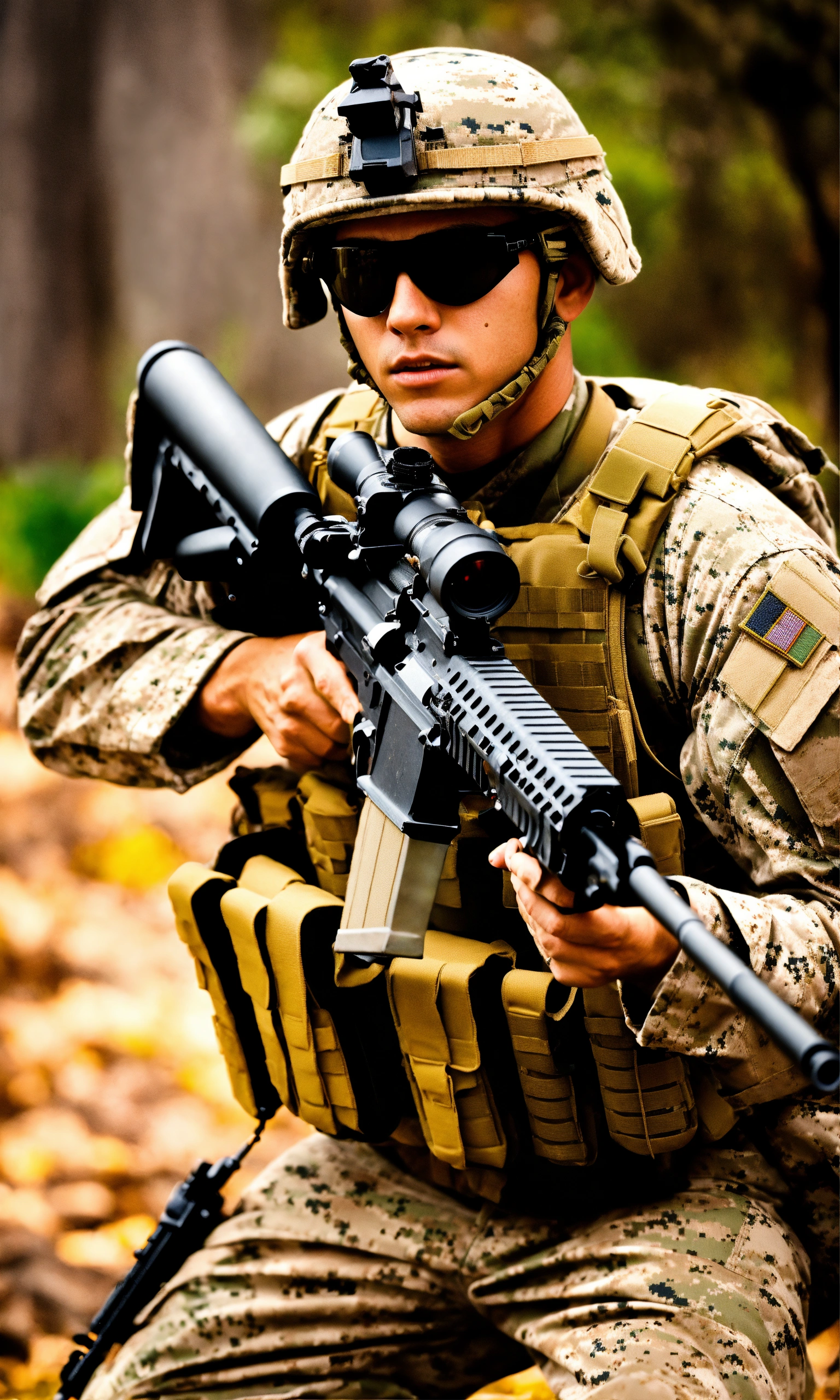 Lexica - USA marine soldier fully equipped aiming