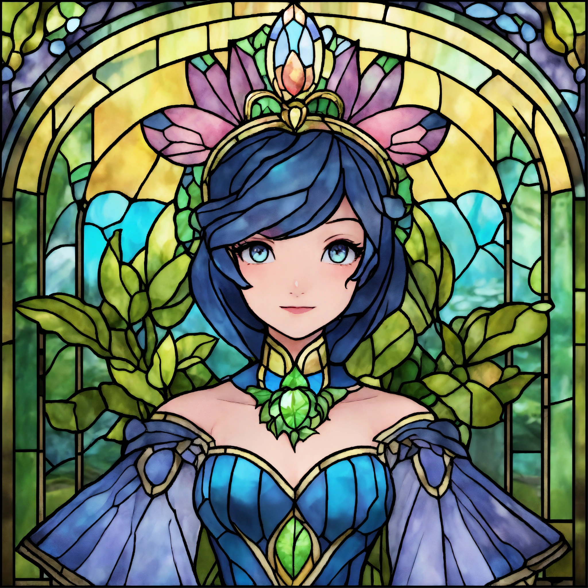 Lexica - The Oddish Pokemon, personified as a human princess, stained ...