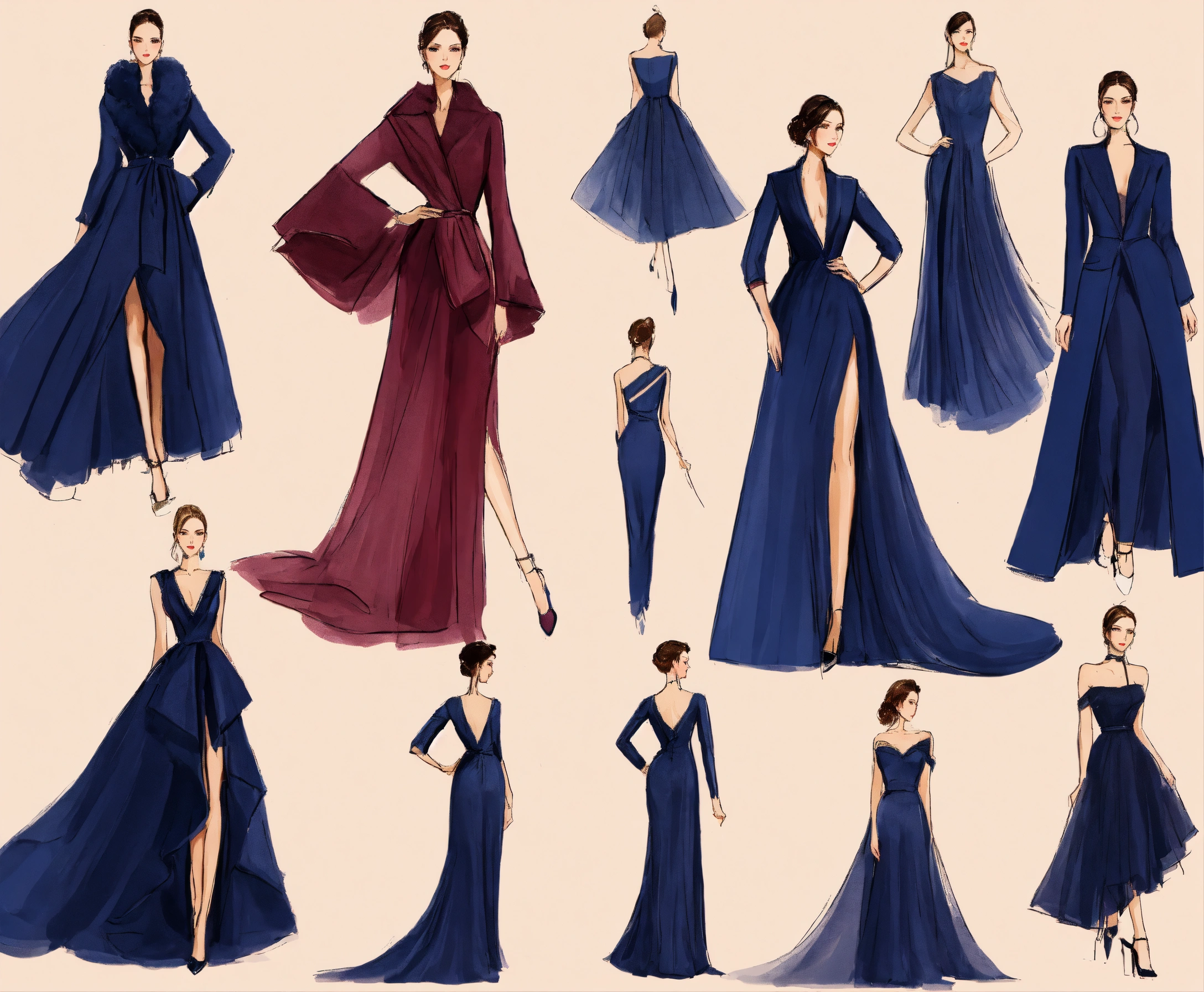 Lexica - Fashion illustrations, 12 different designs, rough sketches ...