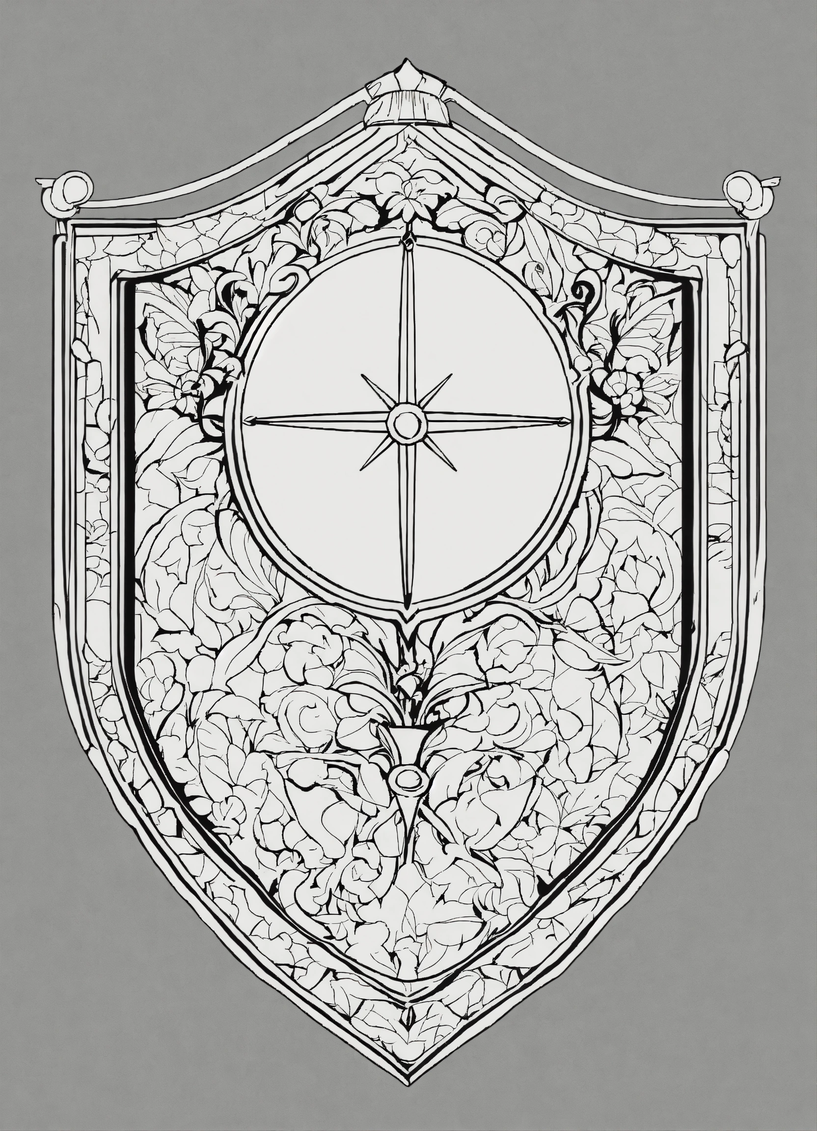 Lexica - Fairy shield, vector, monochrome, line art, minimalism ...