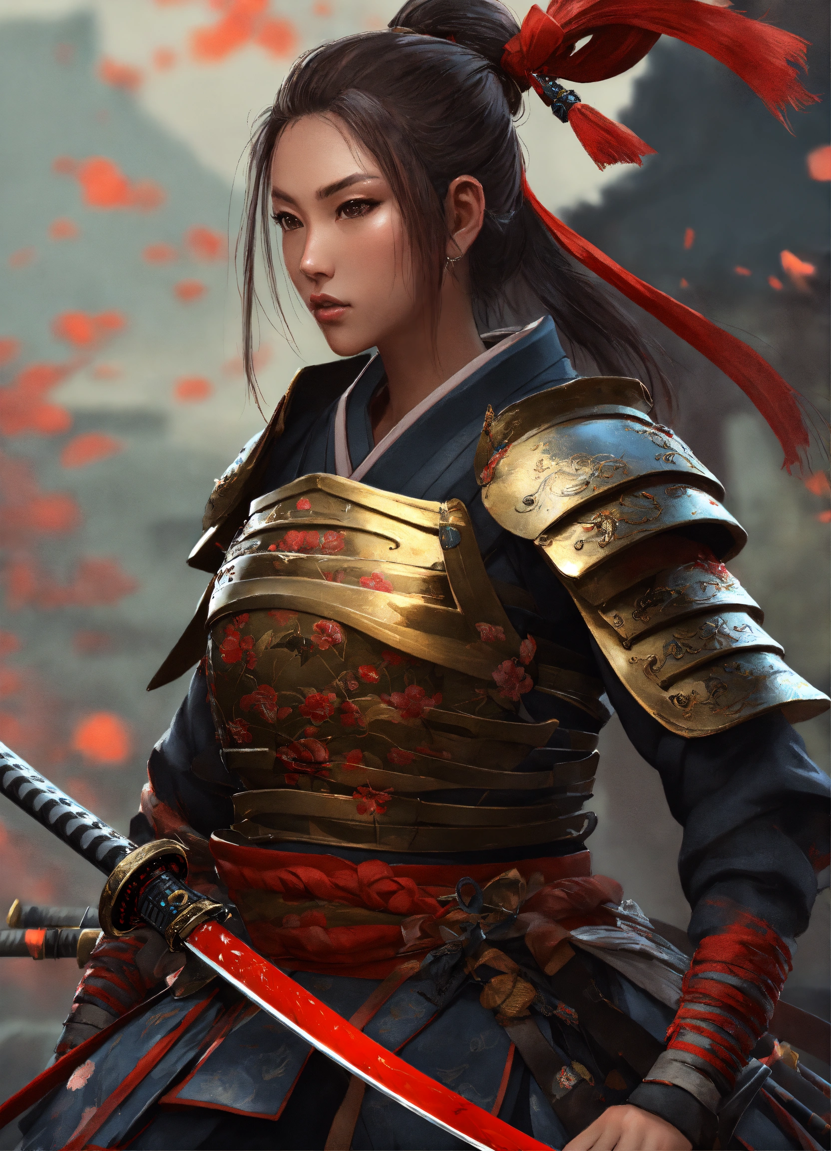 Lexica - Female samurai warrior, amazing armour, detailed, katana ...