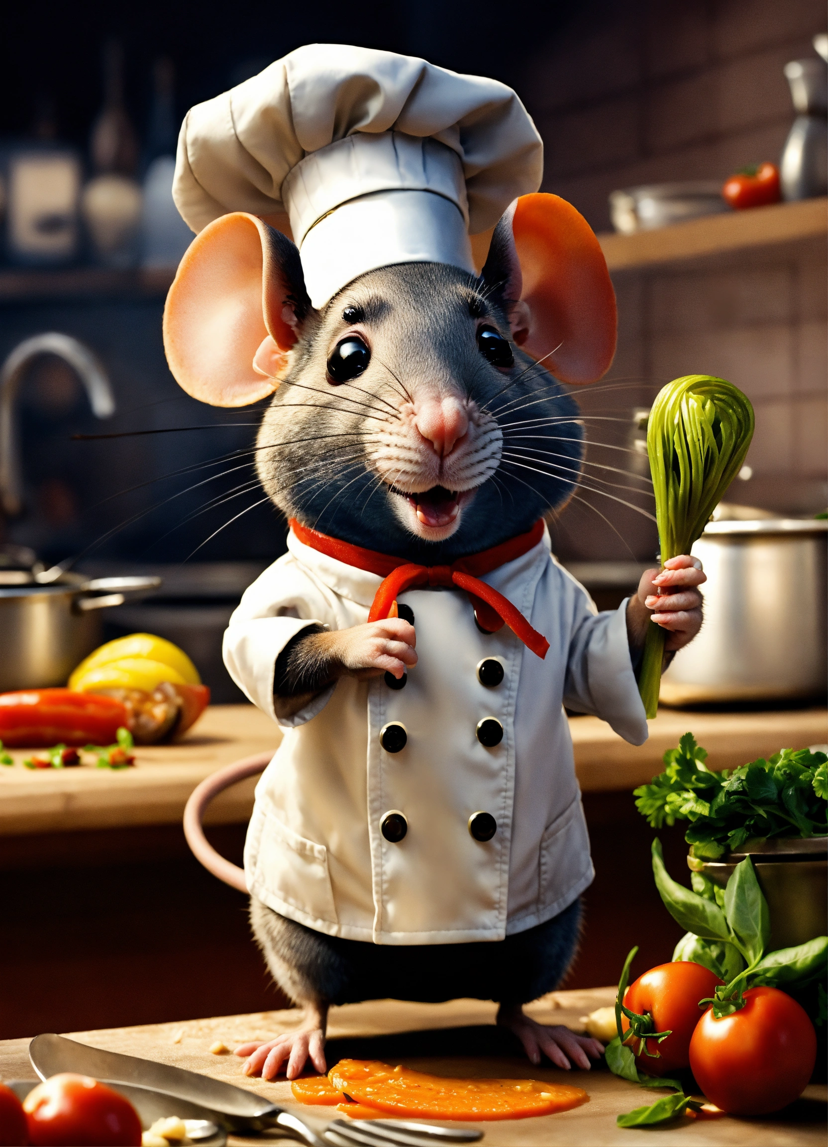 Lexica - A mouse look like a cooking chef, funny and pro like ratatouille