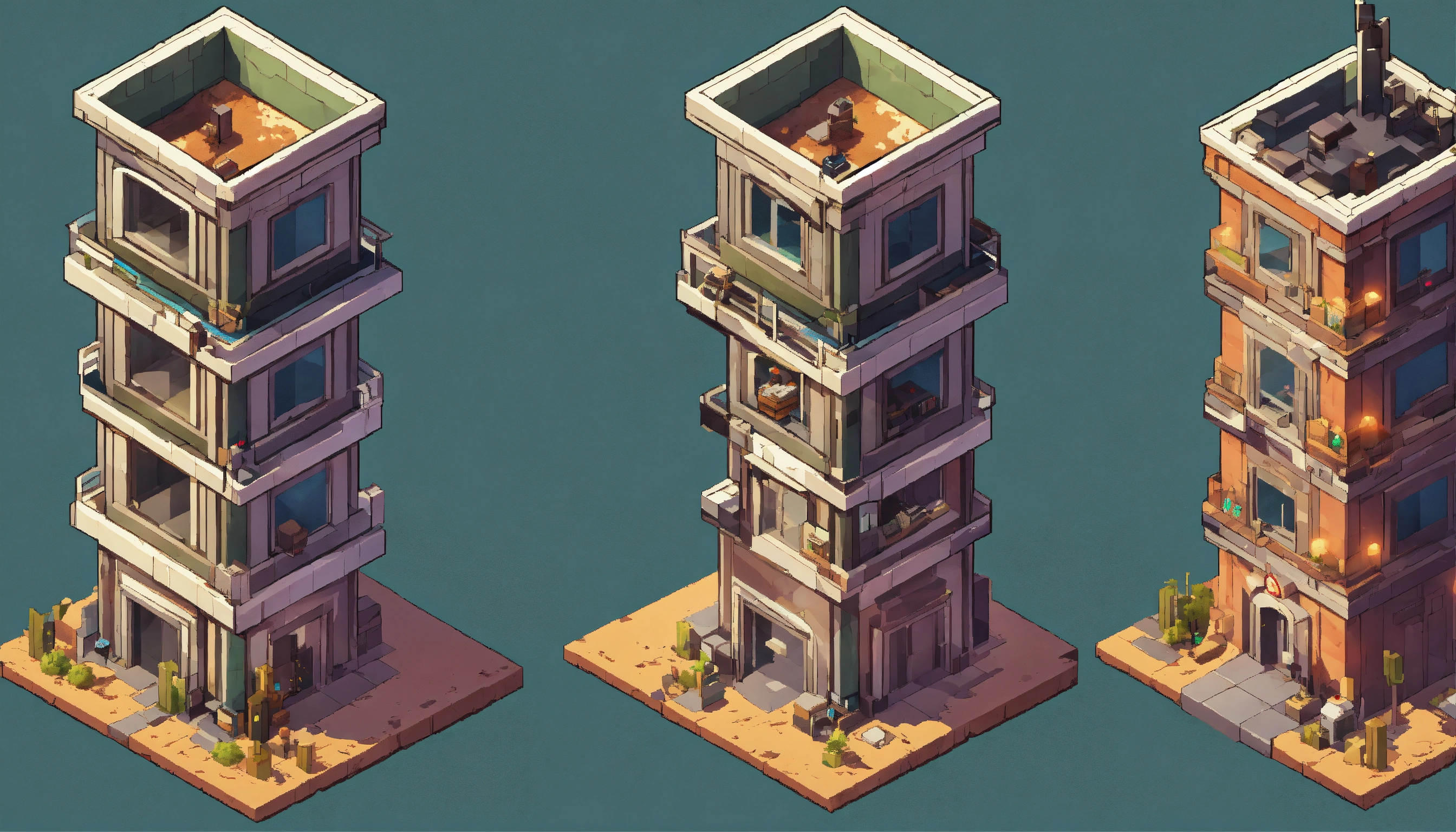 Lexica - Simple clean blocky 2d isometric pixel concept sprites of an ...