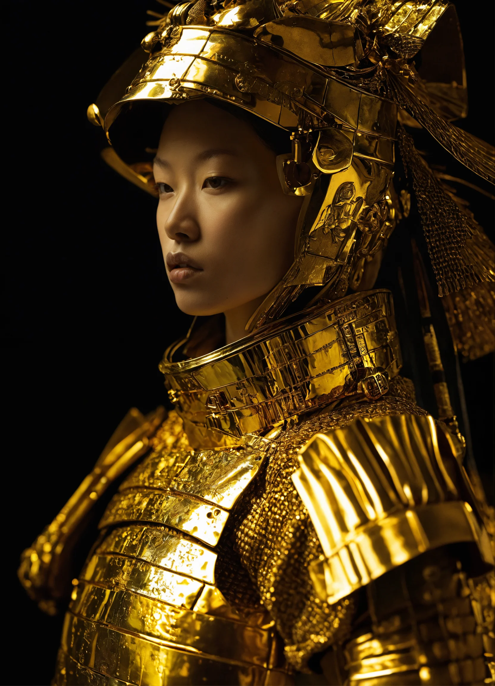 Lexica - Kim korte wears a golden samurai uniform in editorial ksc, in ...