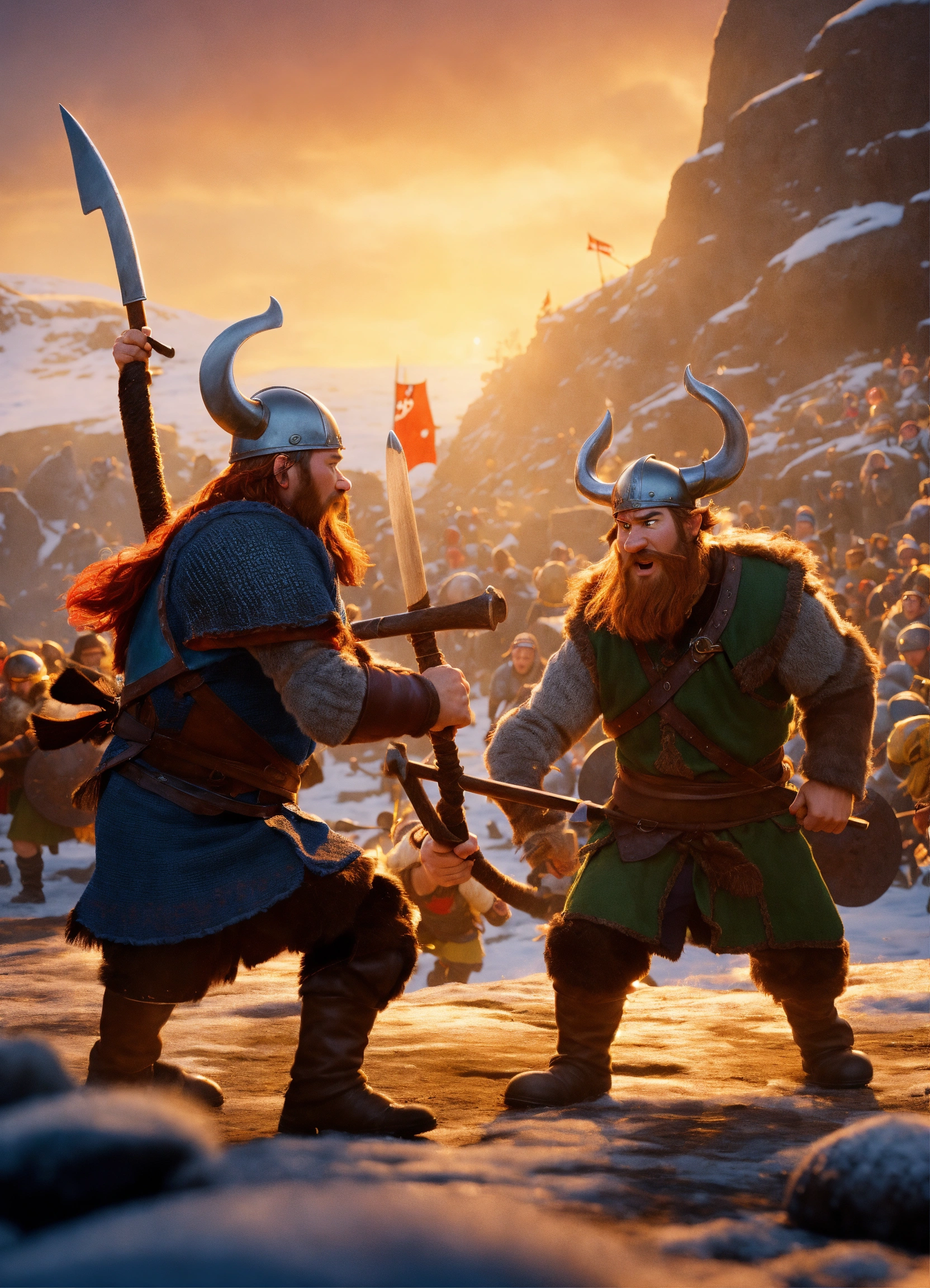 Lexica - A pixar animated photo of two vikings fighting in a raid ...