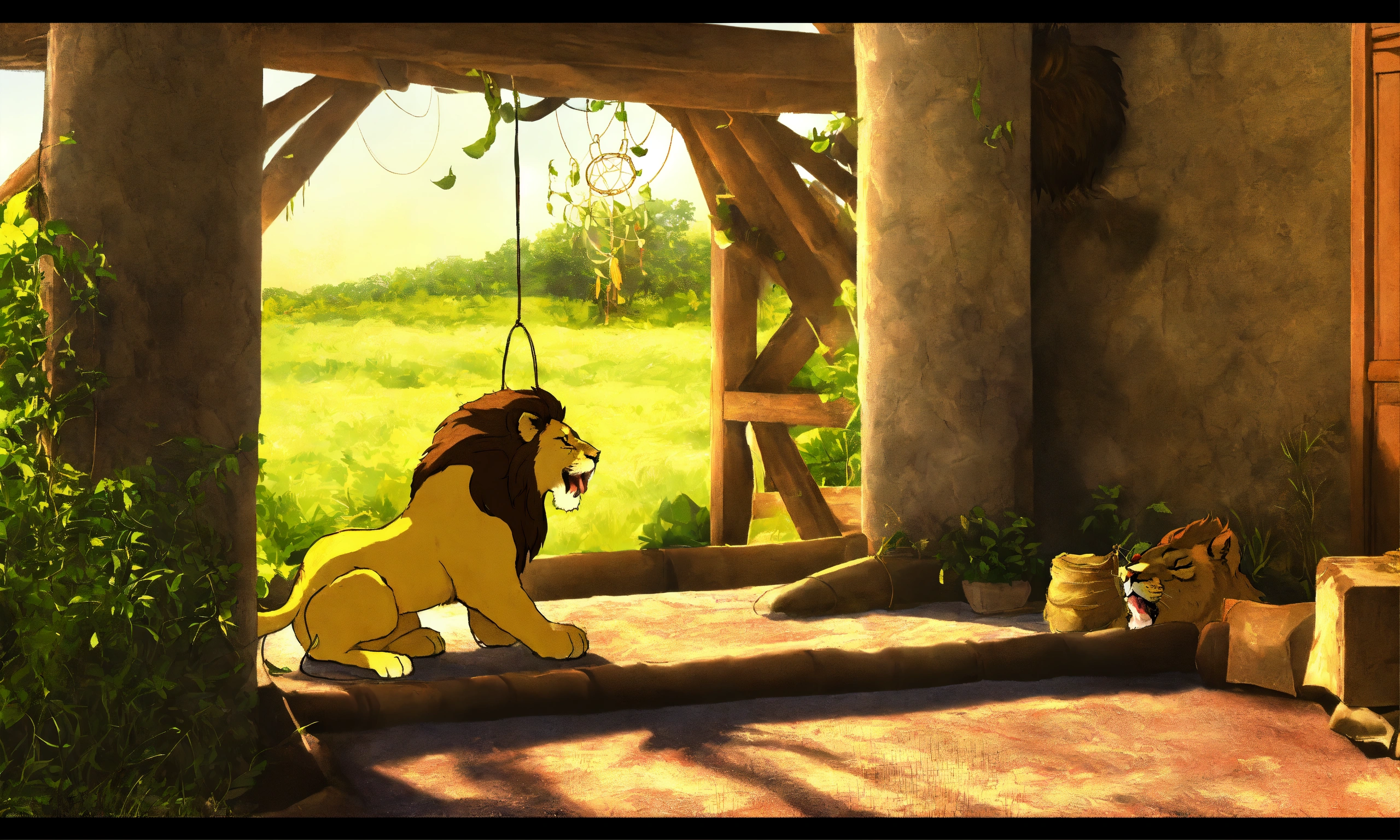 Lexica - Cartoon animation, After a few days, one day the lion got ...