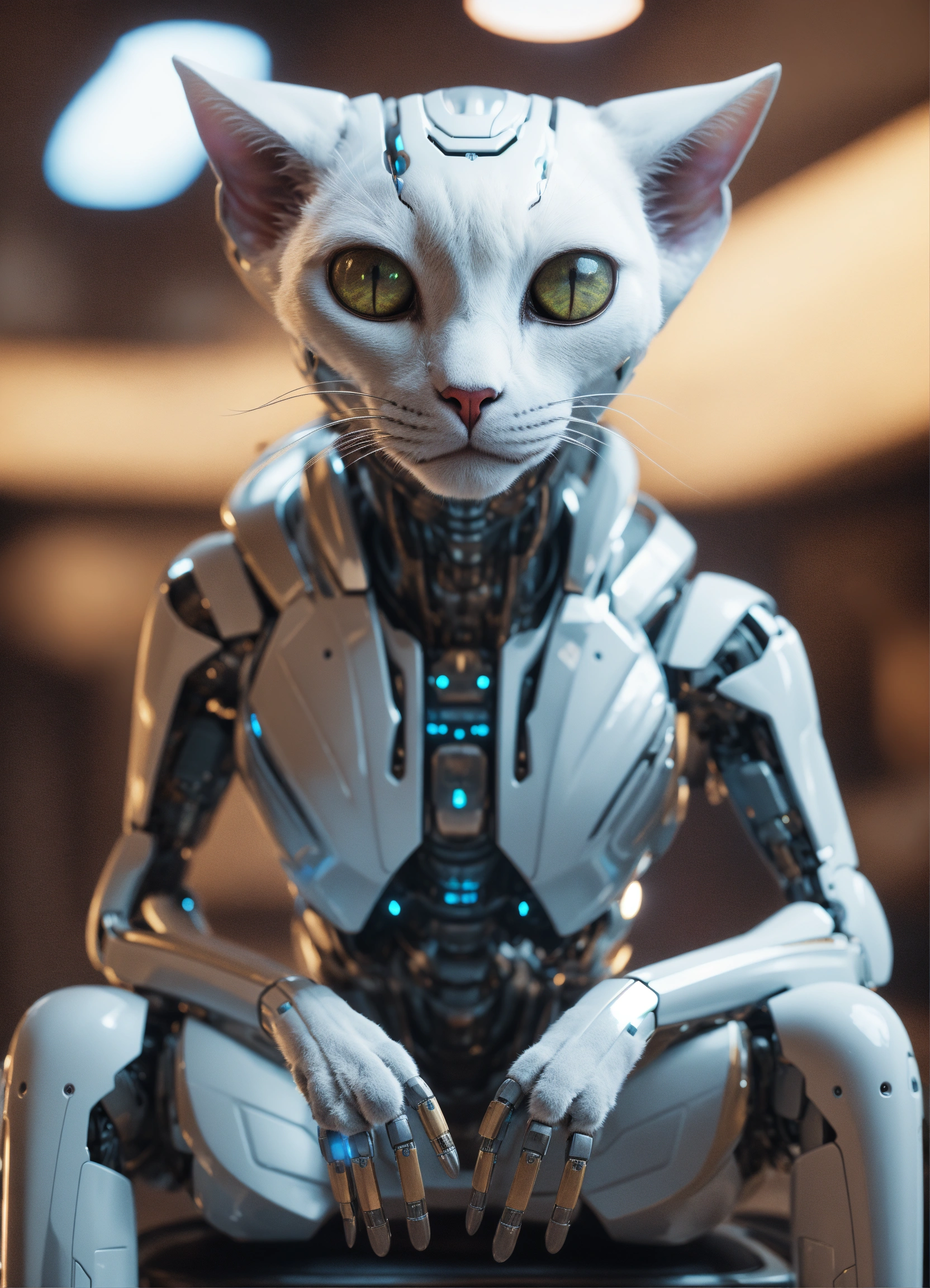 Lexica - Alien creature with white wooden skin and cat face and cat ...