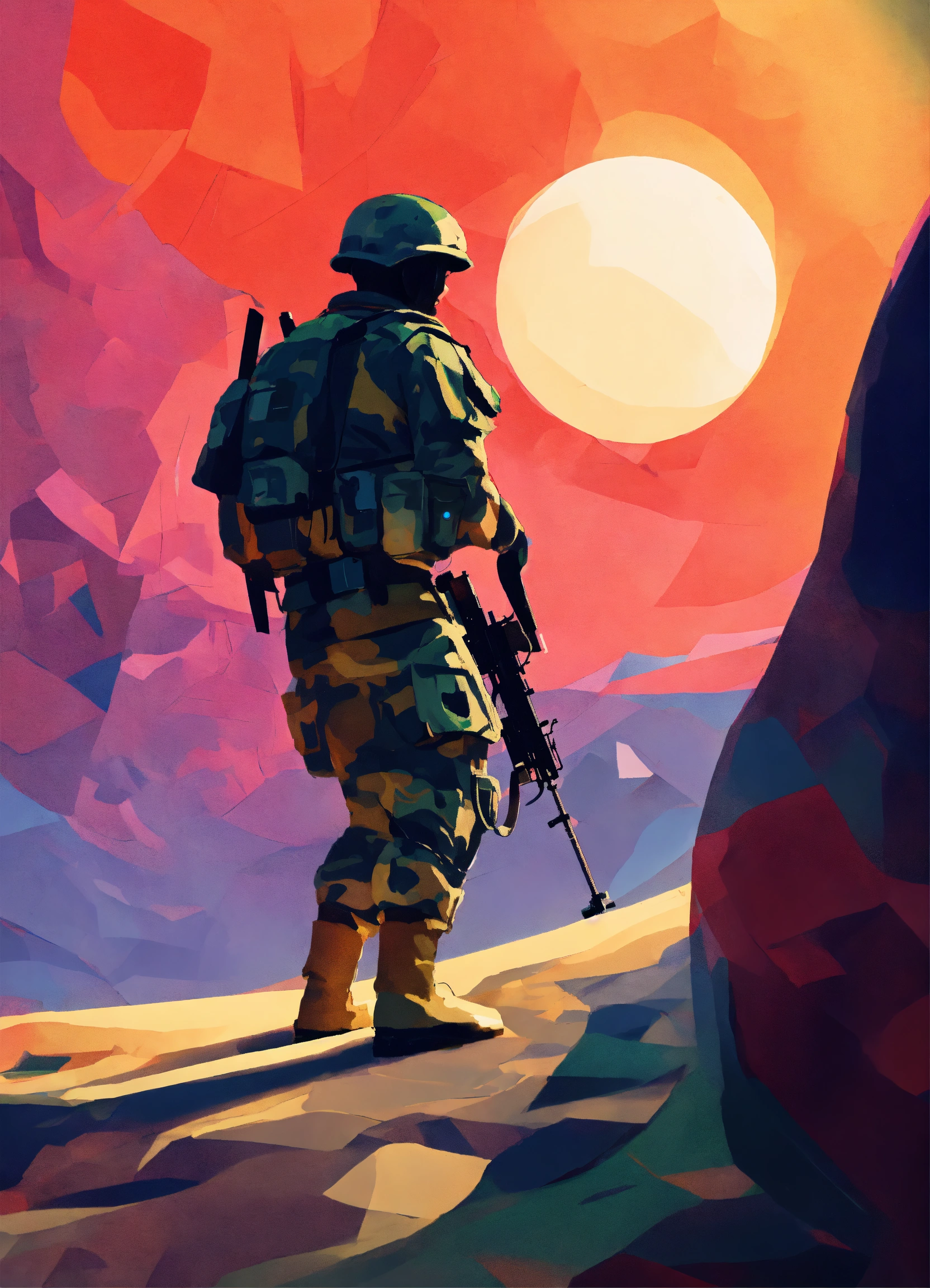 Lexica - Animated abstract art. soldier.