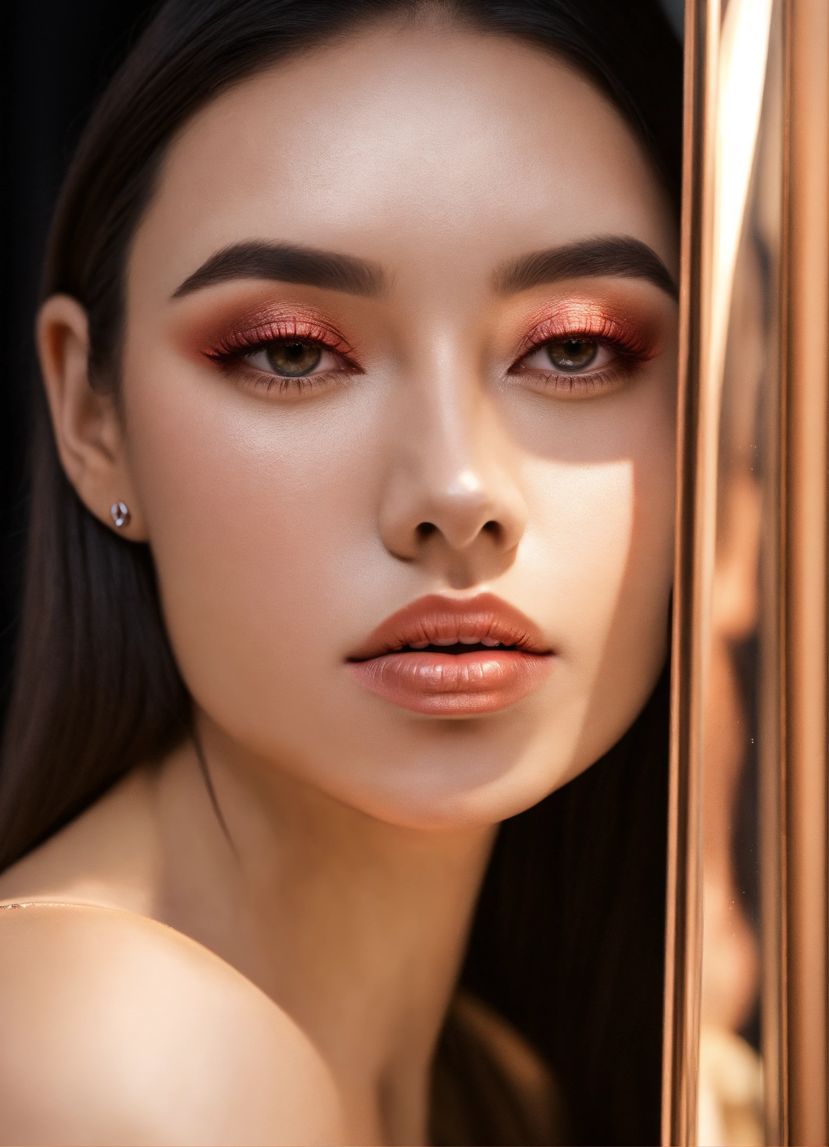 Lexica - Lips makeup in triangle downturned shaped mirror, beautiful ...