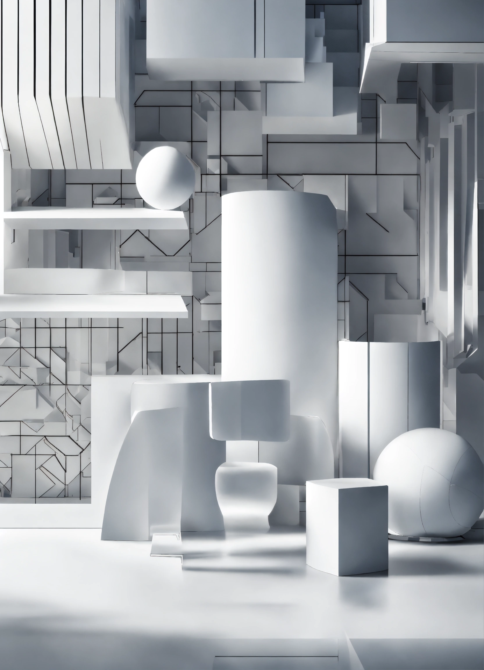 Lexica - White pieces of plastic forming minimalism. realistic lighting ...