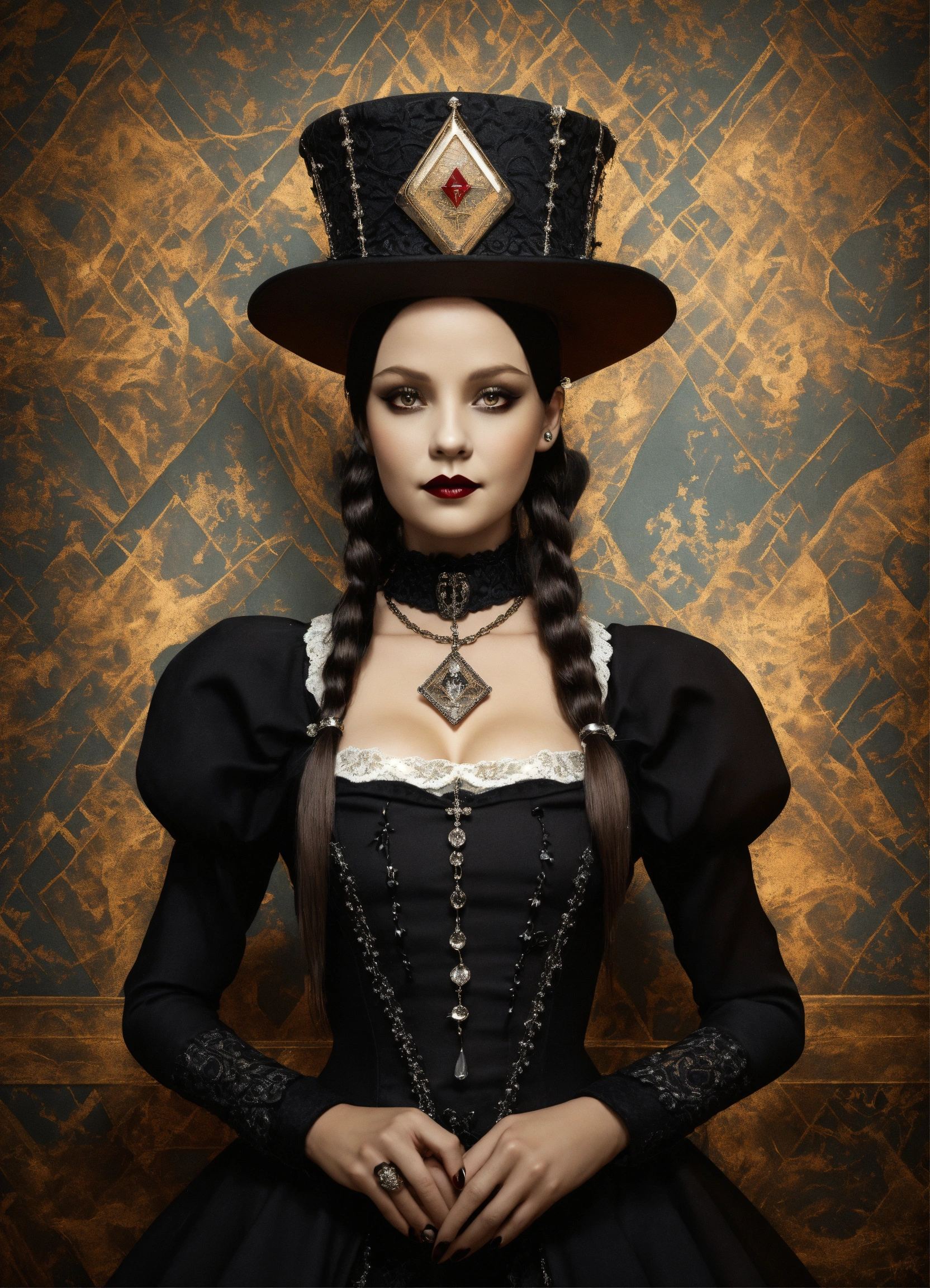 Lexica - Elaborate Gothic Wednesday Addams queen of diamonds, she is 40 ...