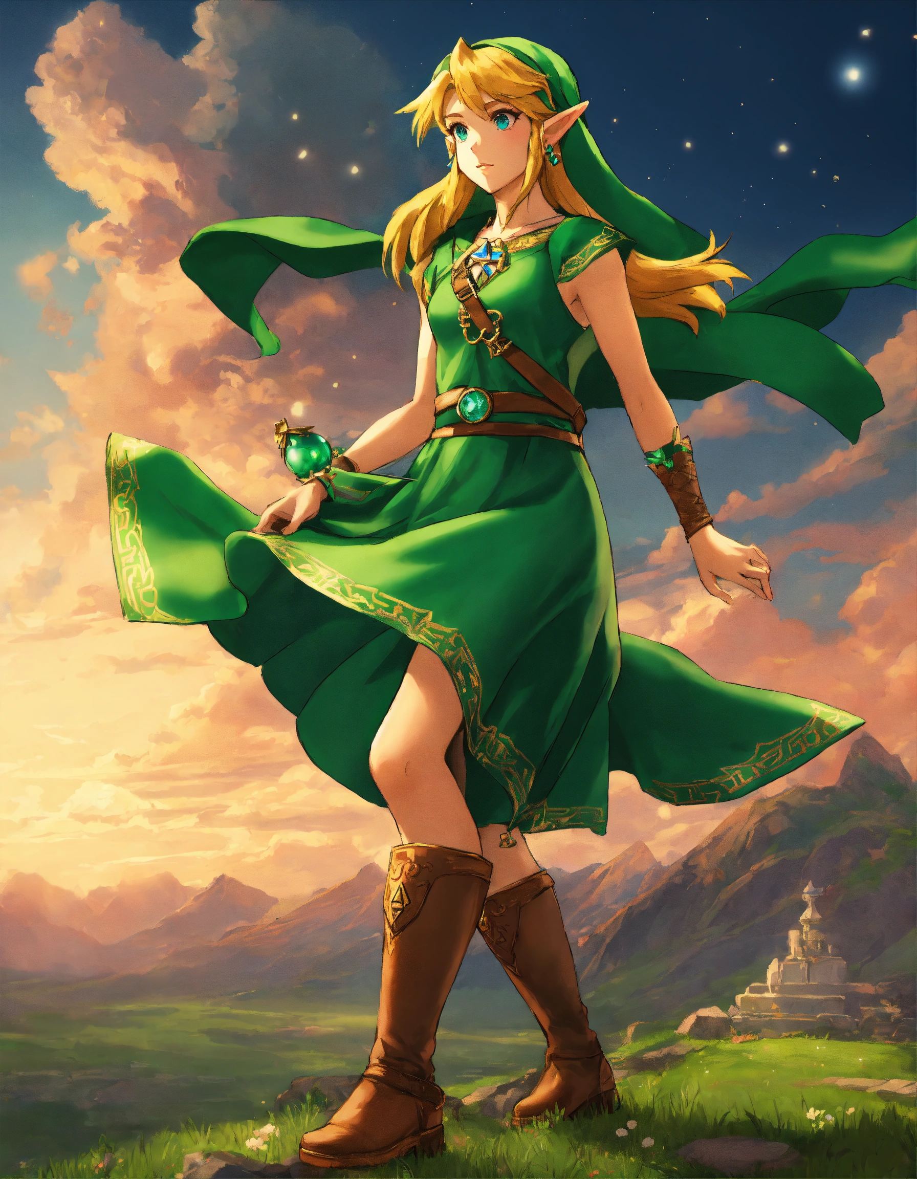 Lexica - Full body portrait of magically transformation into femme Link ...