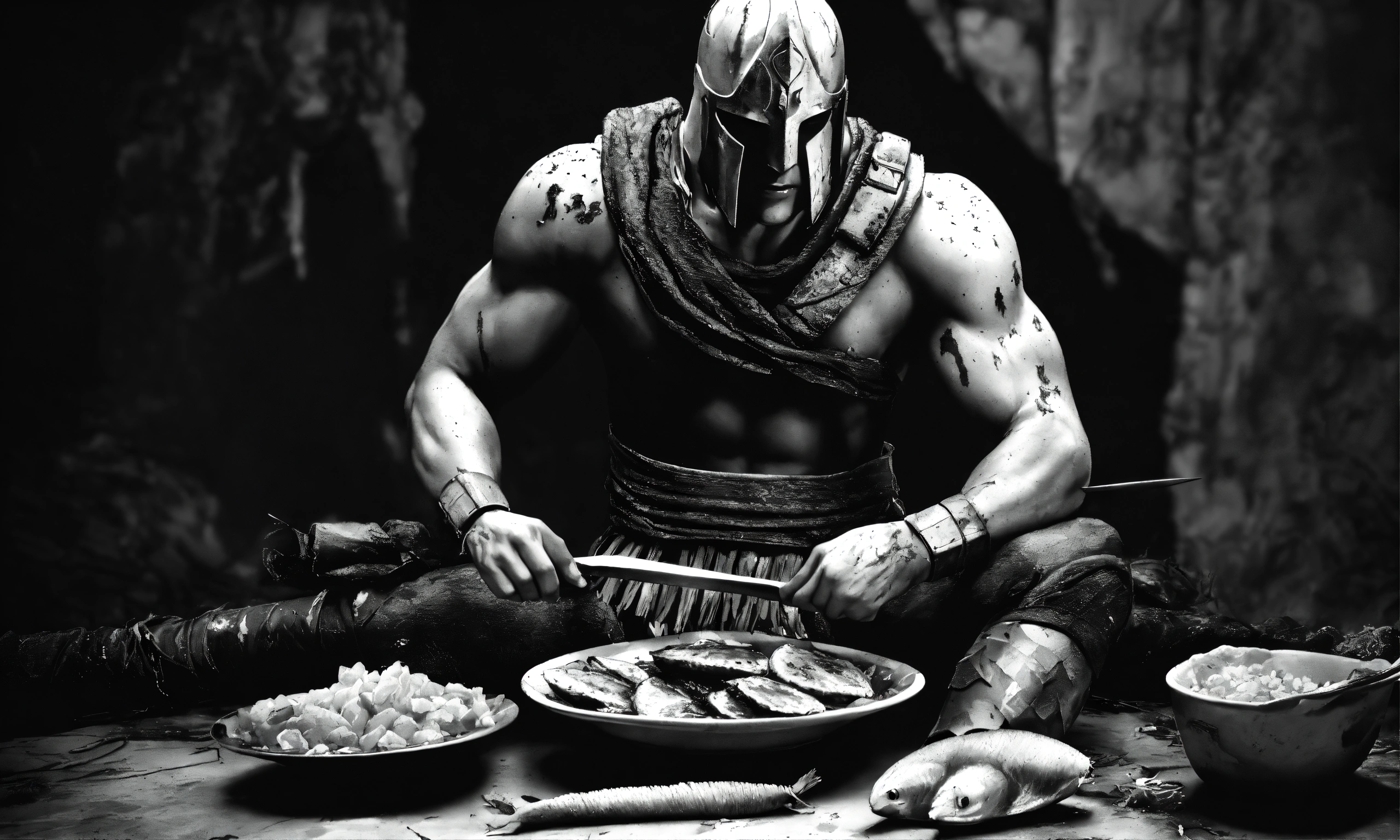 Lexica - Black and white illustration, Wide angle environmental full ...