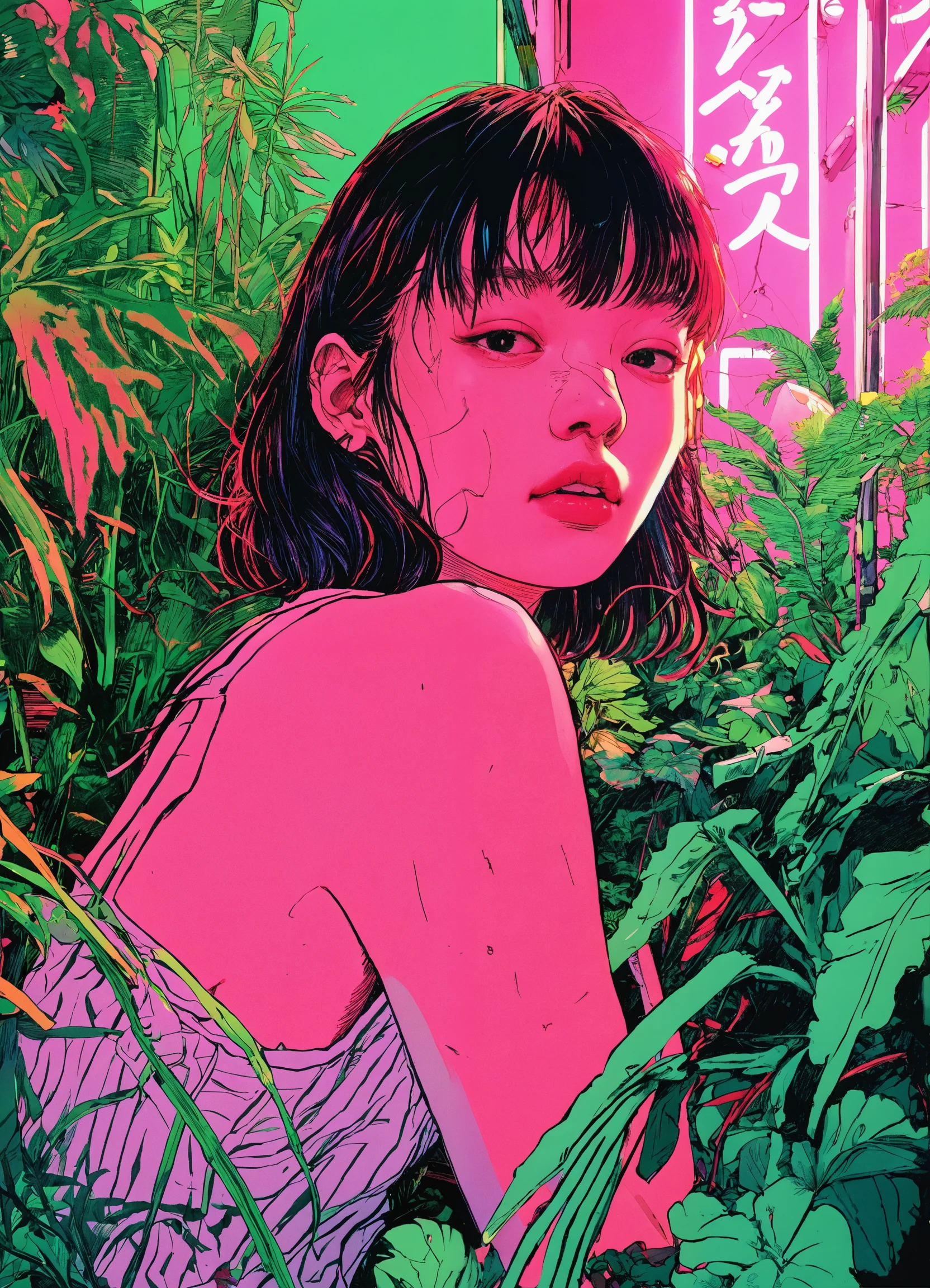 Lexica - Neon signs, Akira style, detailed line art, fine details, full ...